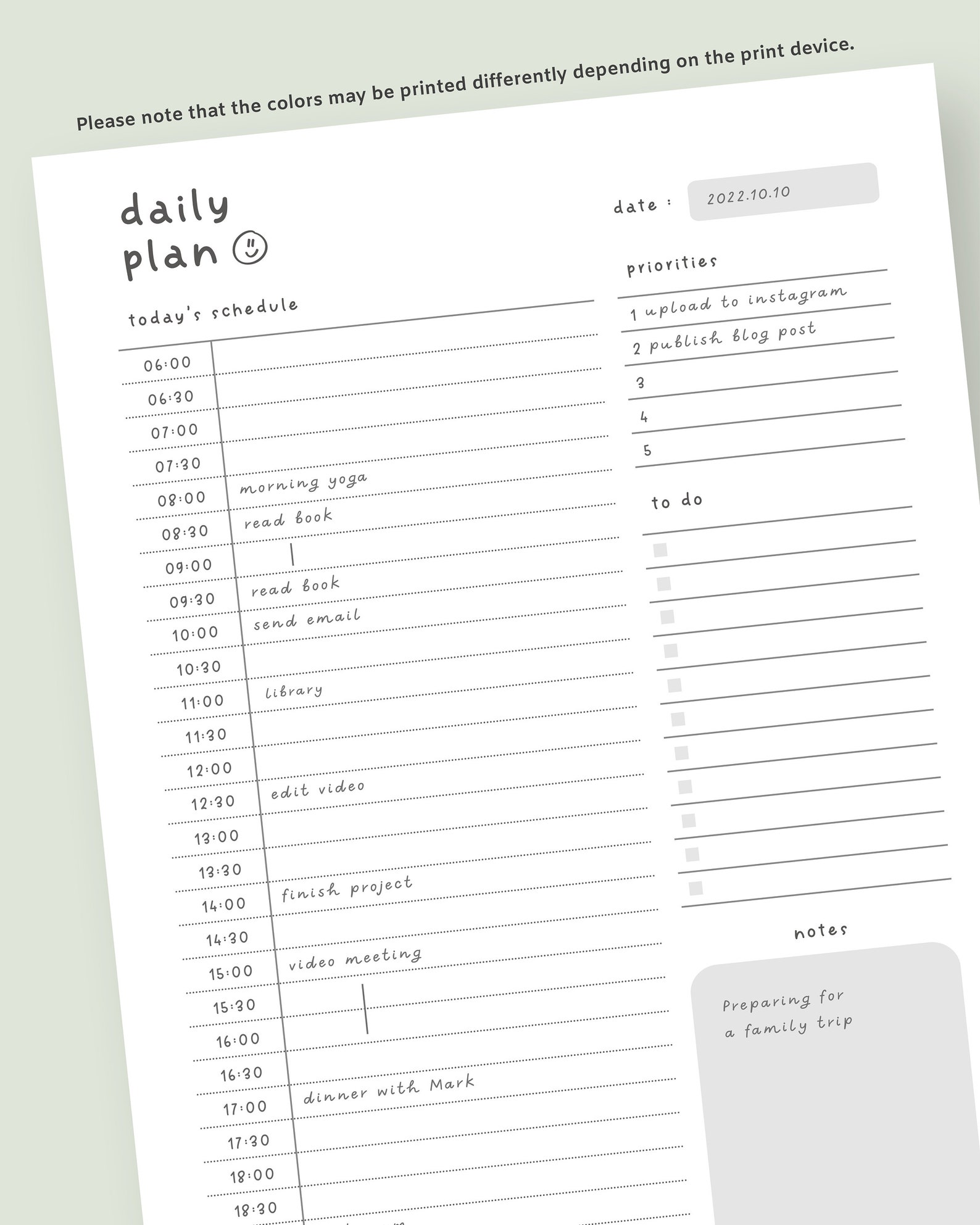 Editable Daily Planner Template | Daily Task List | Daily Planner ...