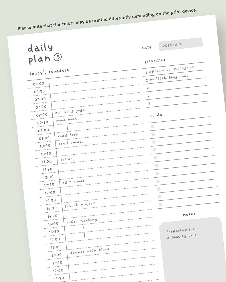 Editable Daily Planner Template | Daily Task List | Daily Planner ...
