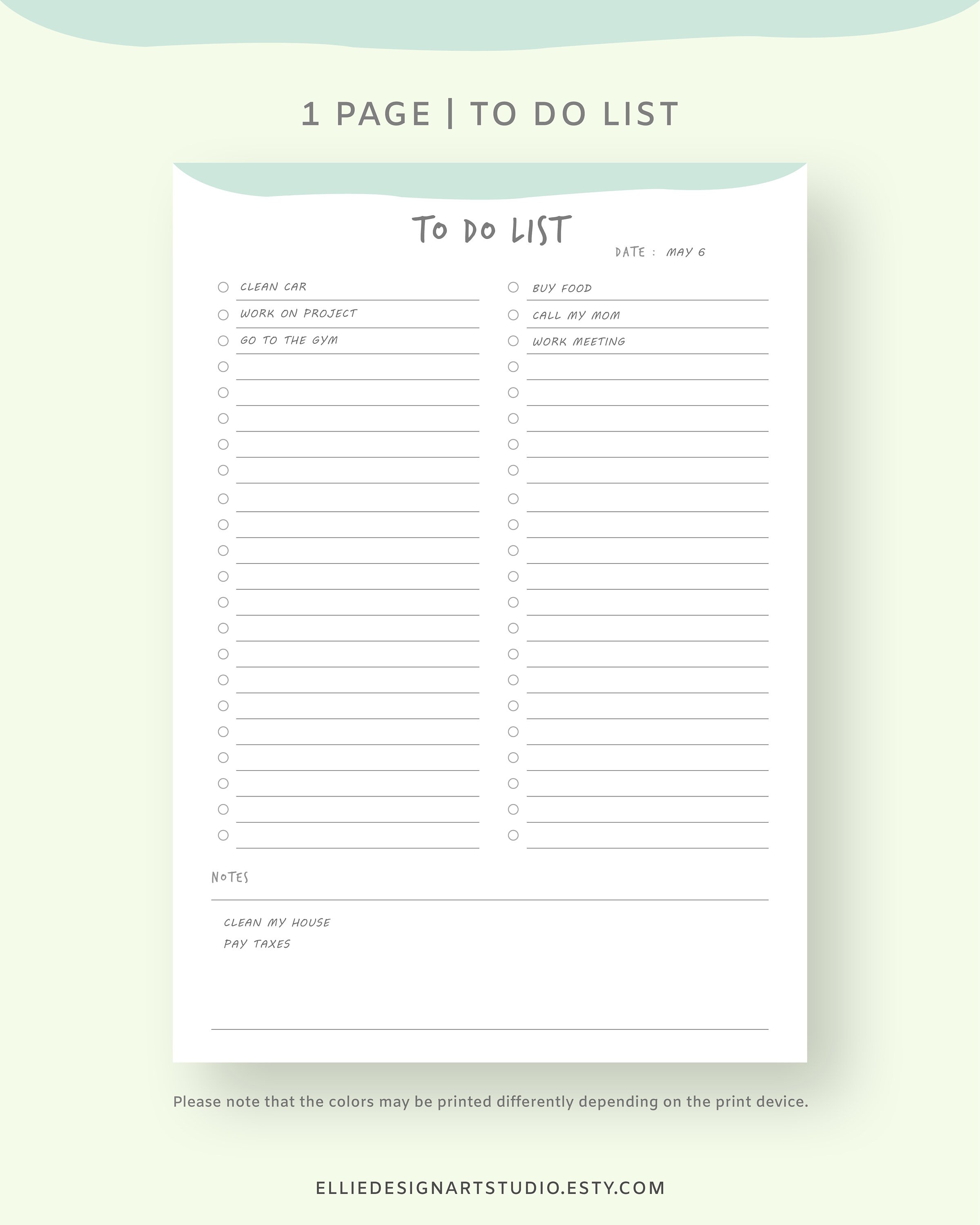 To Do Lists Set to Do List Planner Page Printable to Do - Etsy
