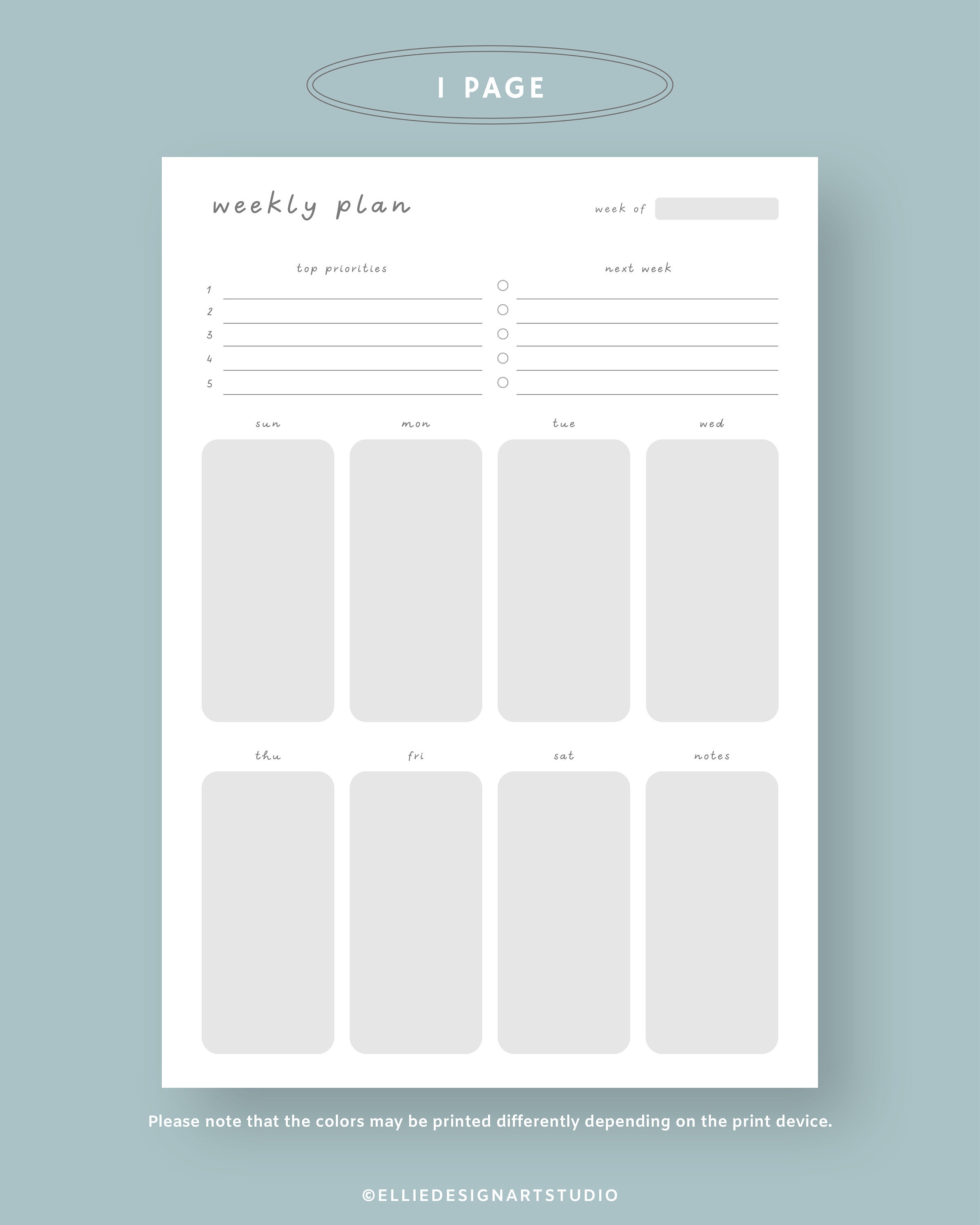 Vertical Weekly Planner Printable Weekly Organizer Undated Weekly ...