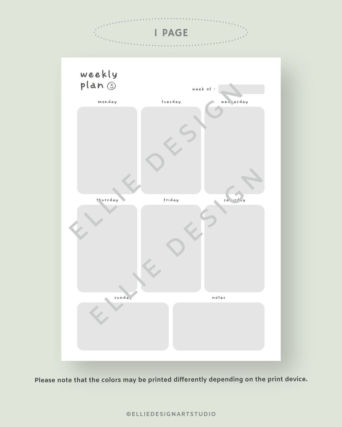 Editable Weekly Planner Weekly Planner Digital Minimalist Weekly ...