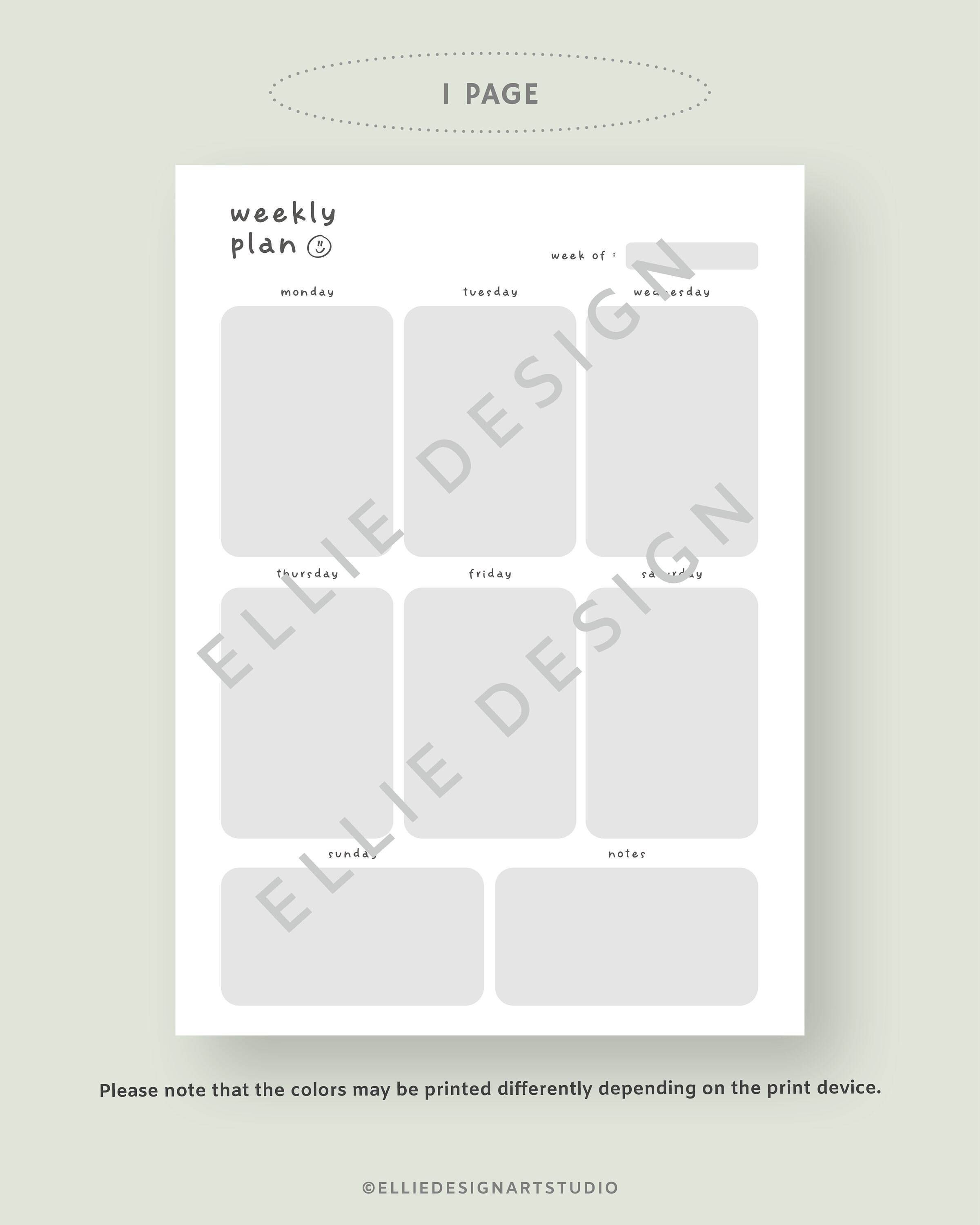 Editable Weekly Planner Weekly Planner Digital Minimalist Weekly ...