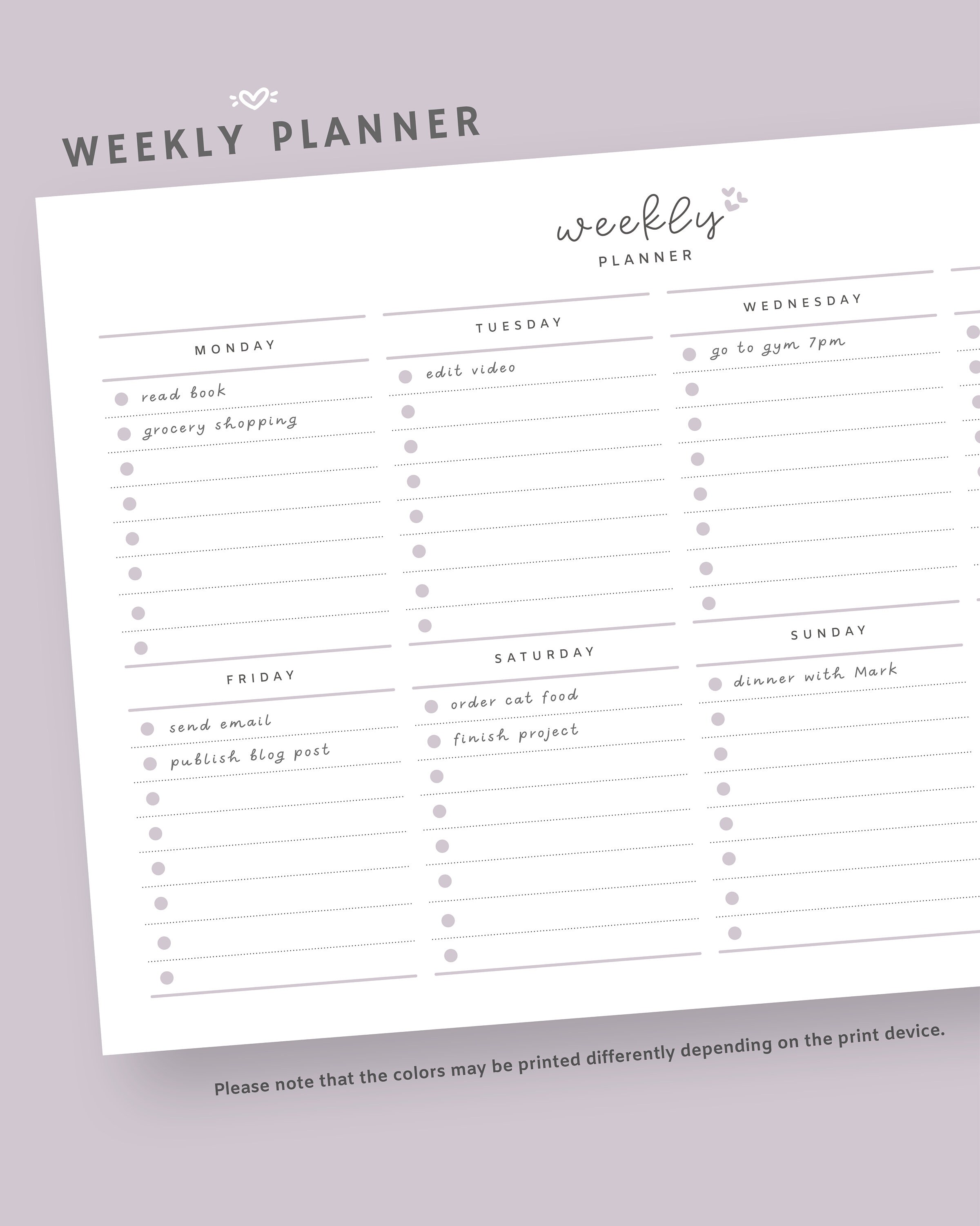 Weekly Planner Printable to Do List | Simple Weekly Schedule | Weekly ...