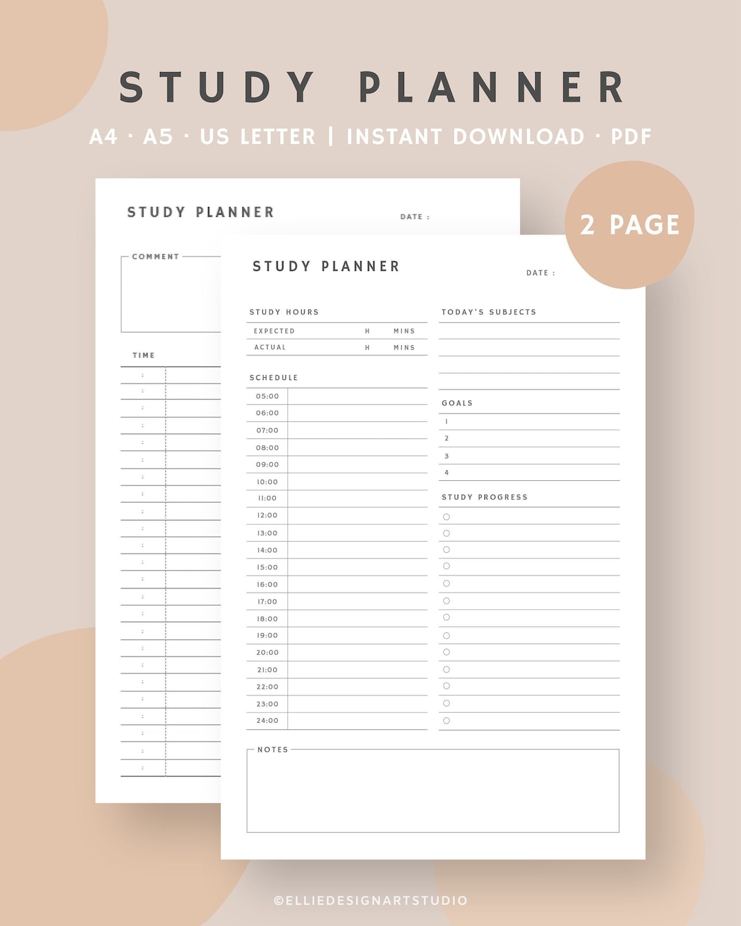 Study Planner Template | Student Planner Printable | Daily Study ...
