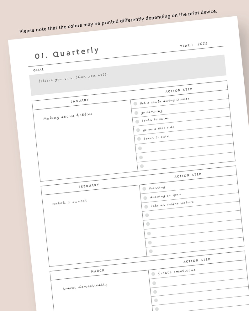 Quarterly Planner, 3 Months Planner Printable, 3 Months Overview ...