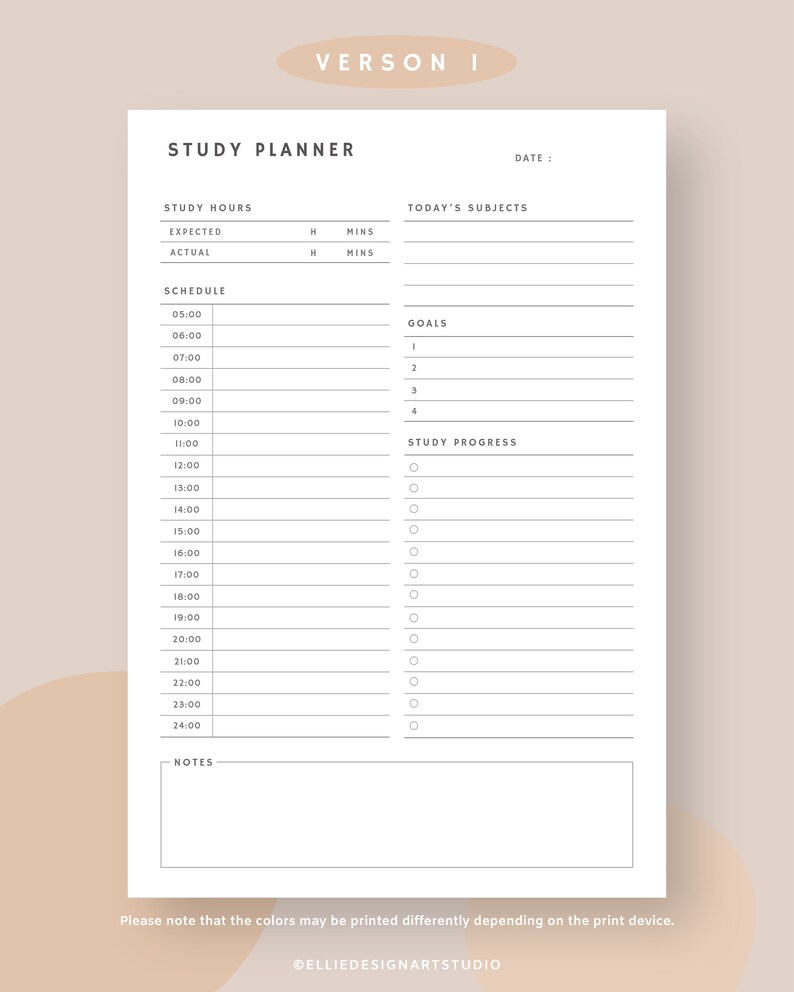 Study Planner Template Student Planner Printable Daily Study Planner ...