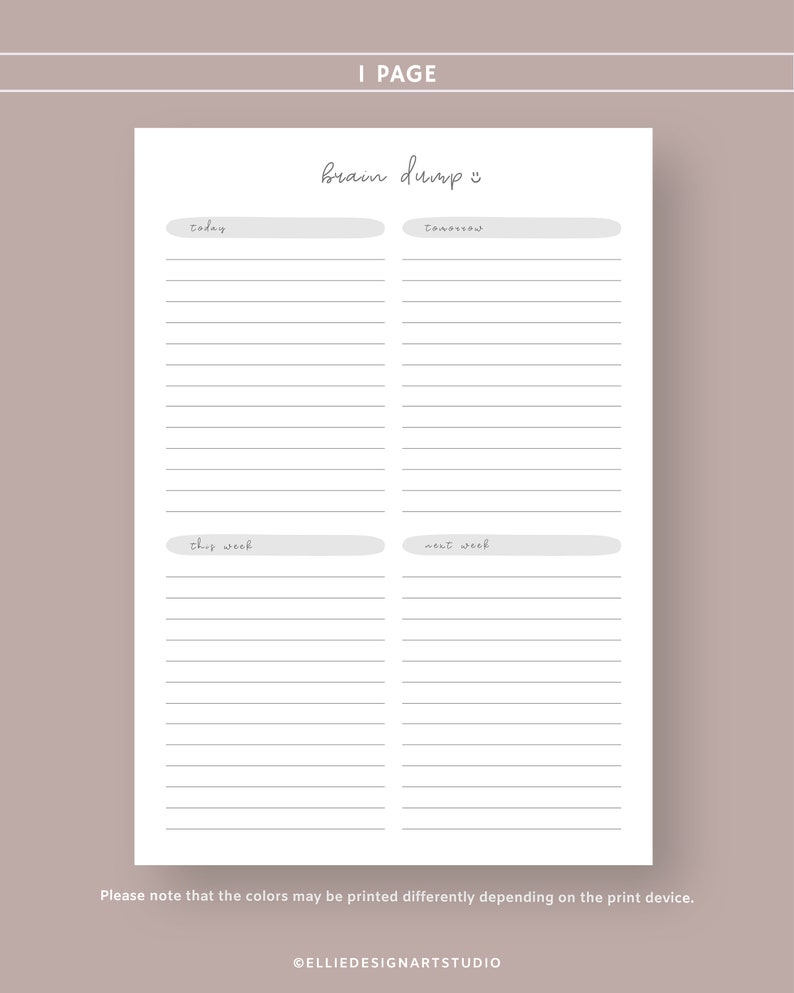 Brain Dump Bundle Printable | Brain Dump Template | Brain Dump Page ...