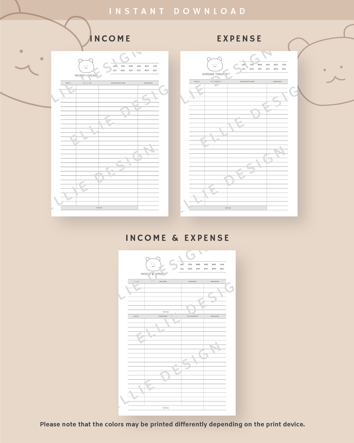 Income & Expense Tracker Printable, Budget Planner, Income Tracker ...