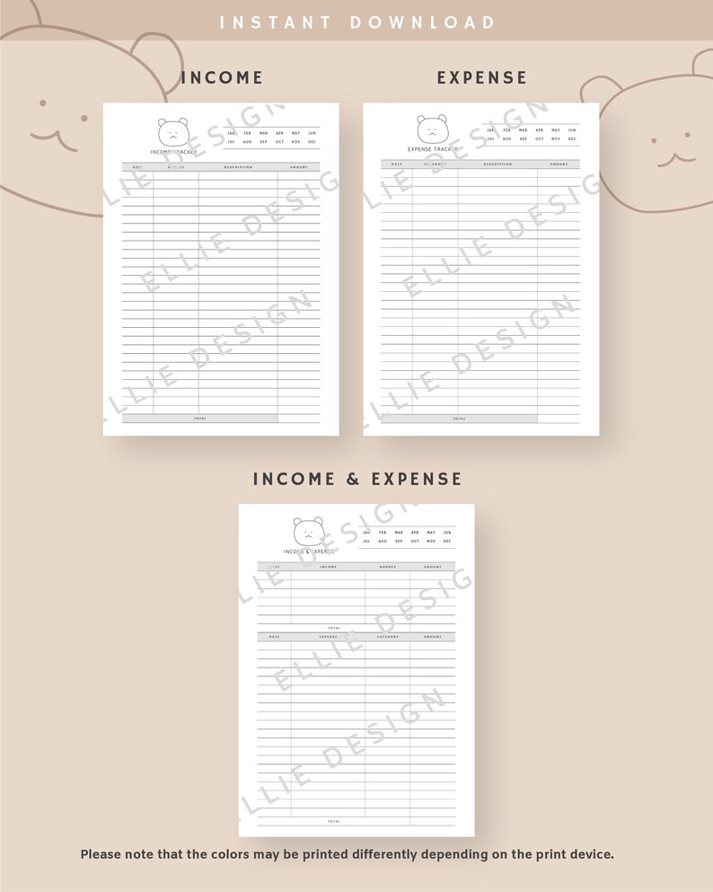 Income & Expense Tracker Printable, Budget Planner, Income Tracker ...