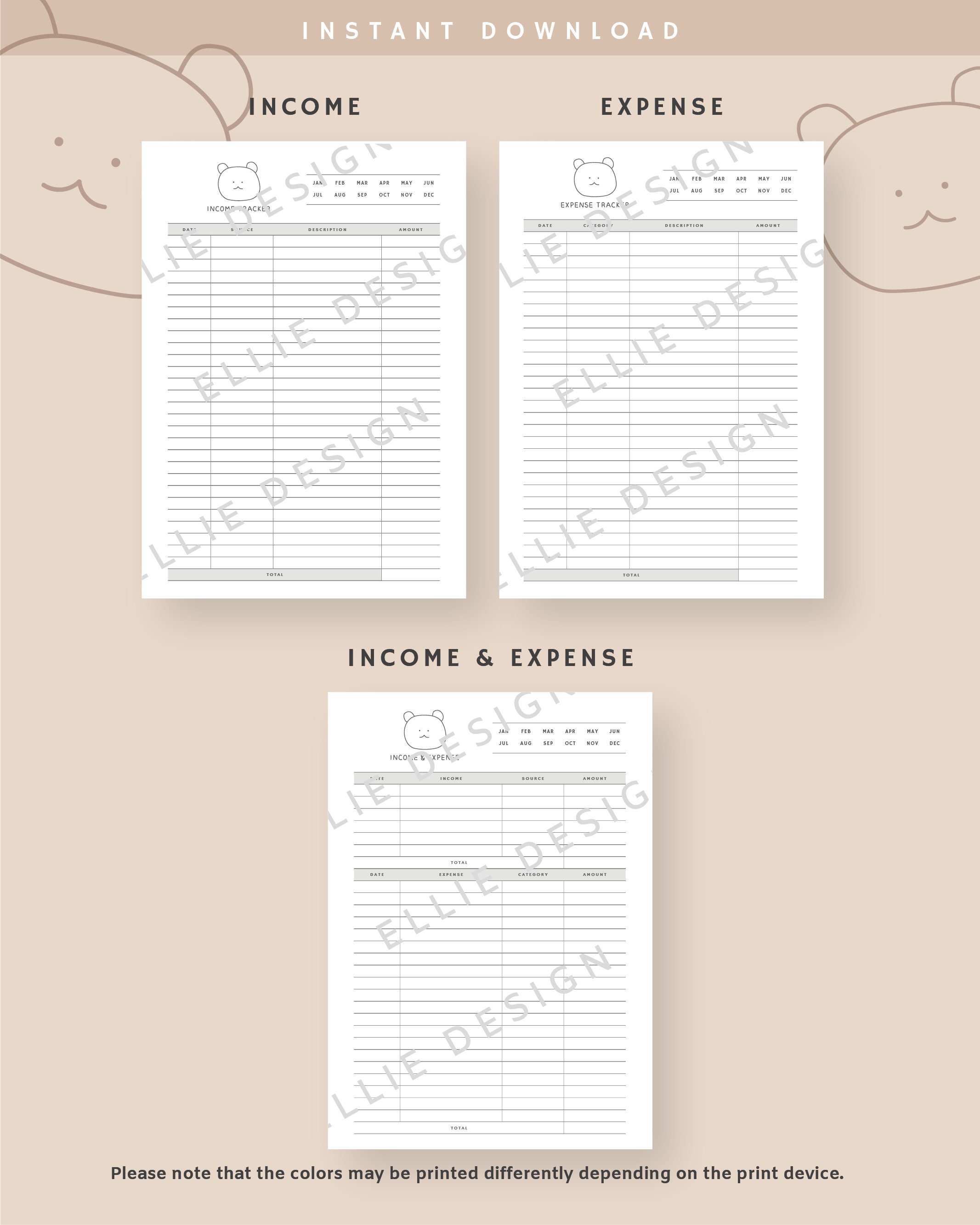 Income & Expense Tracker Printable, Budget Planner, Income Tracker ...