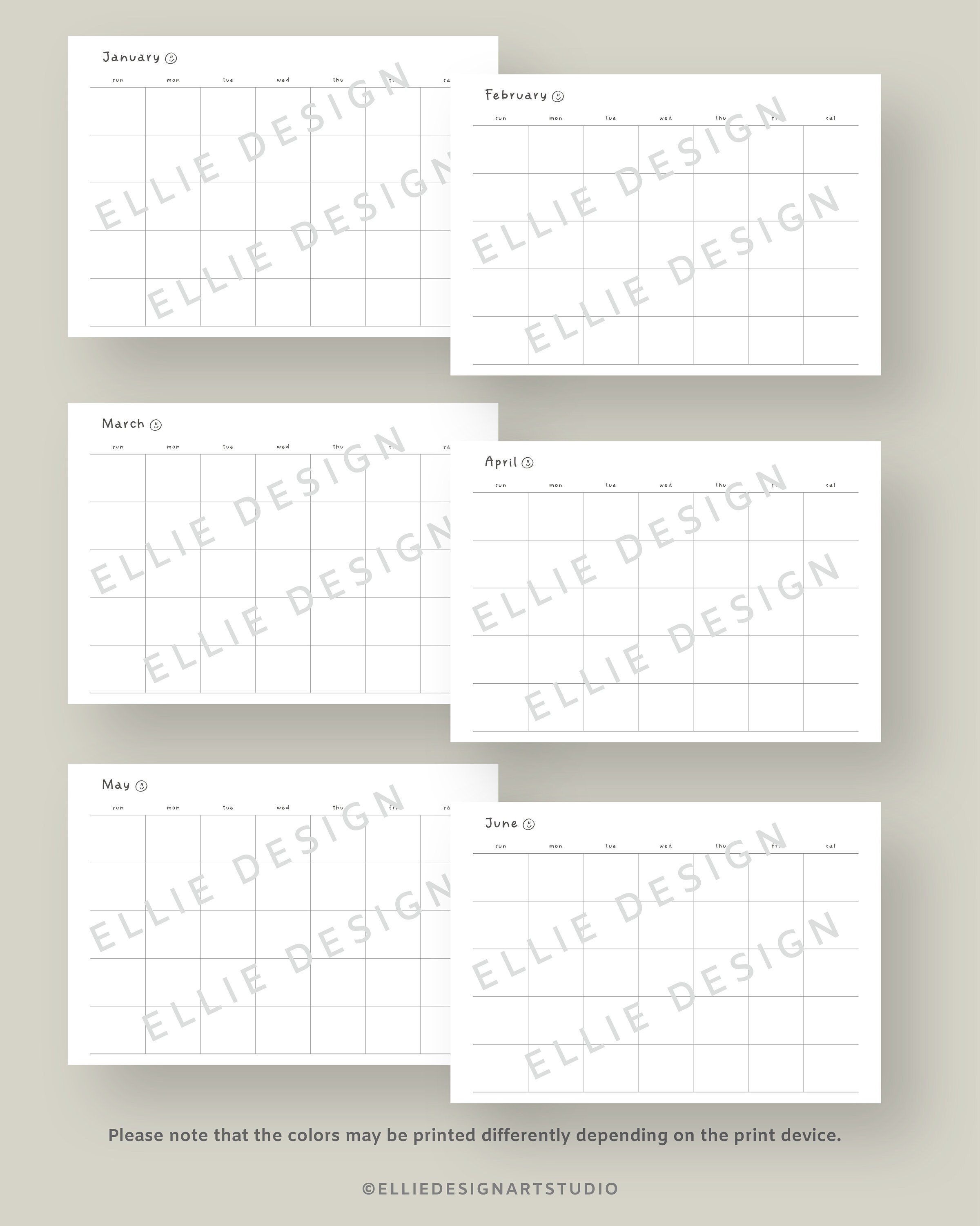 Undated Monthly Calendar Printable | Monthly Blank Calendar | Simple ...