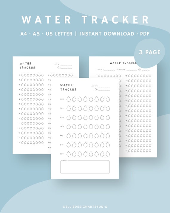 Water Tracker Printable Water Log Monthly Water Intake | Etsy