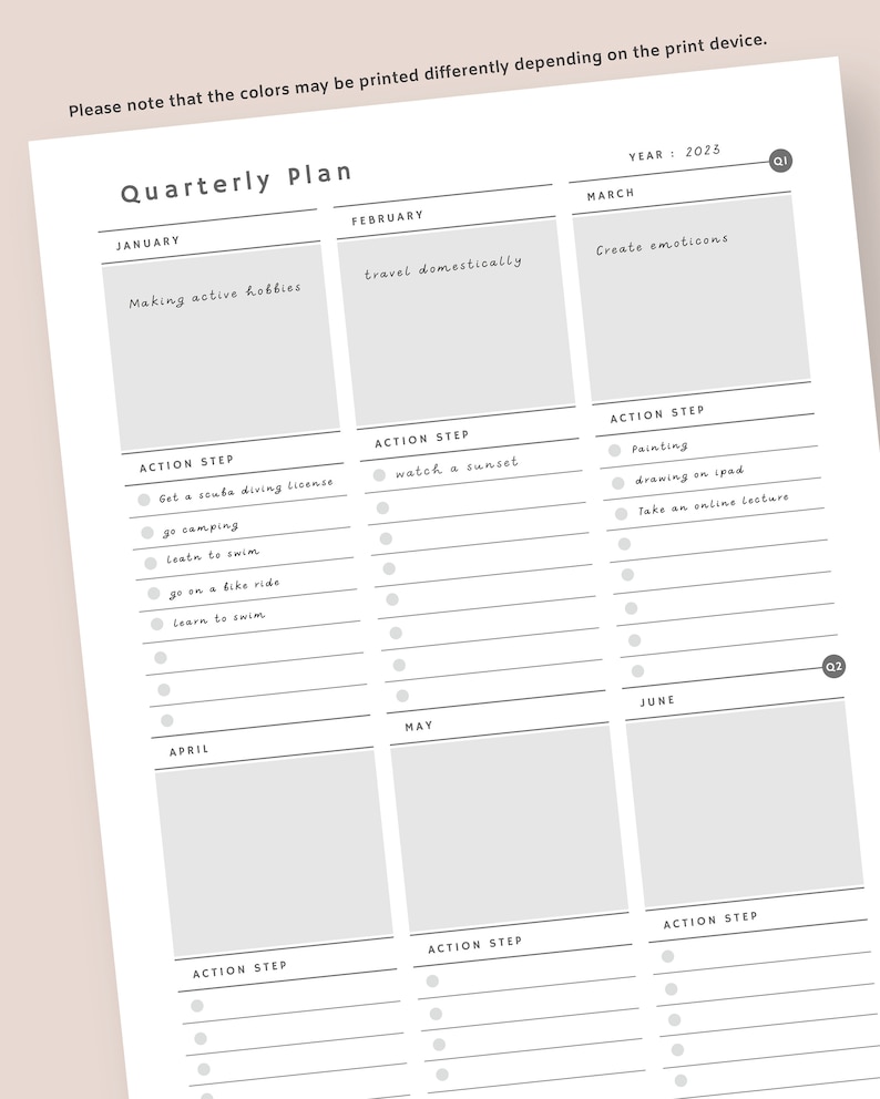 Quarterly Planner Printable, Yearly Goal Setting, 3 Month Goal ...