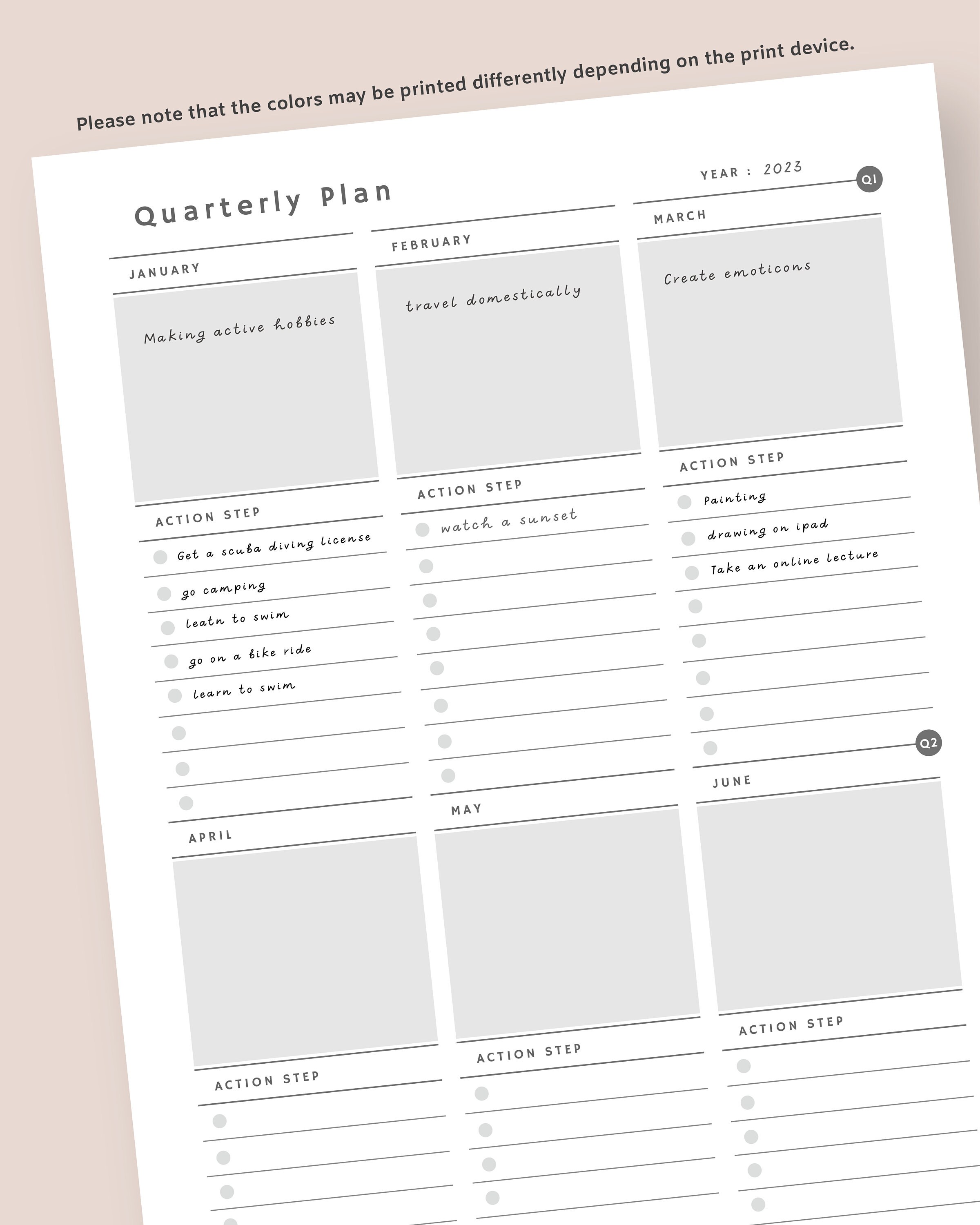 Quarterly Planner Printable, Yearly Goal Setting, 3 Month Goal ...