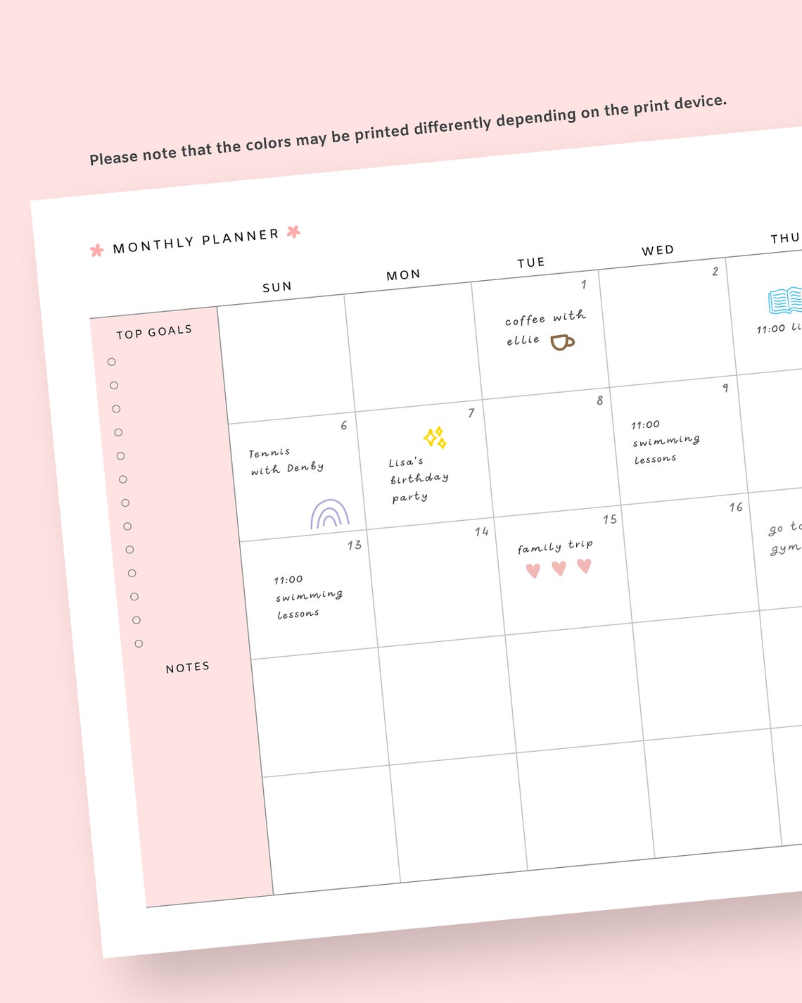 Monthly Planner Printable Monthly Blank Calendar - Etsy