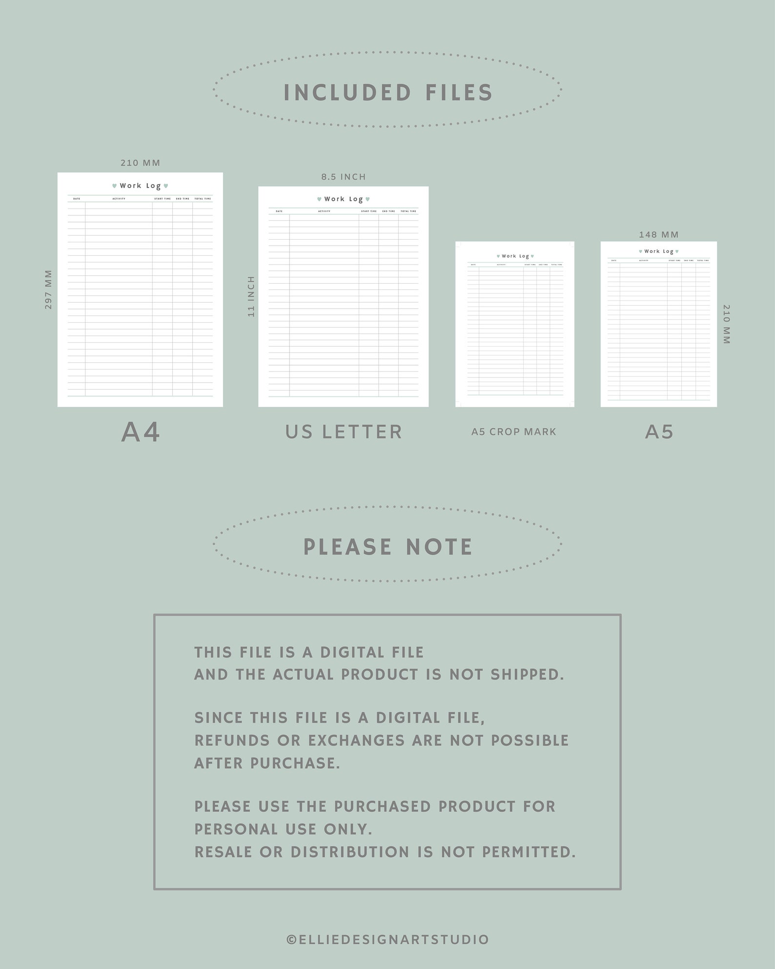 Digital Work Log | Work Log Printable | Time Spent Tracker | Working ...