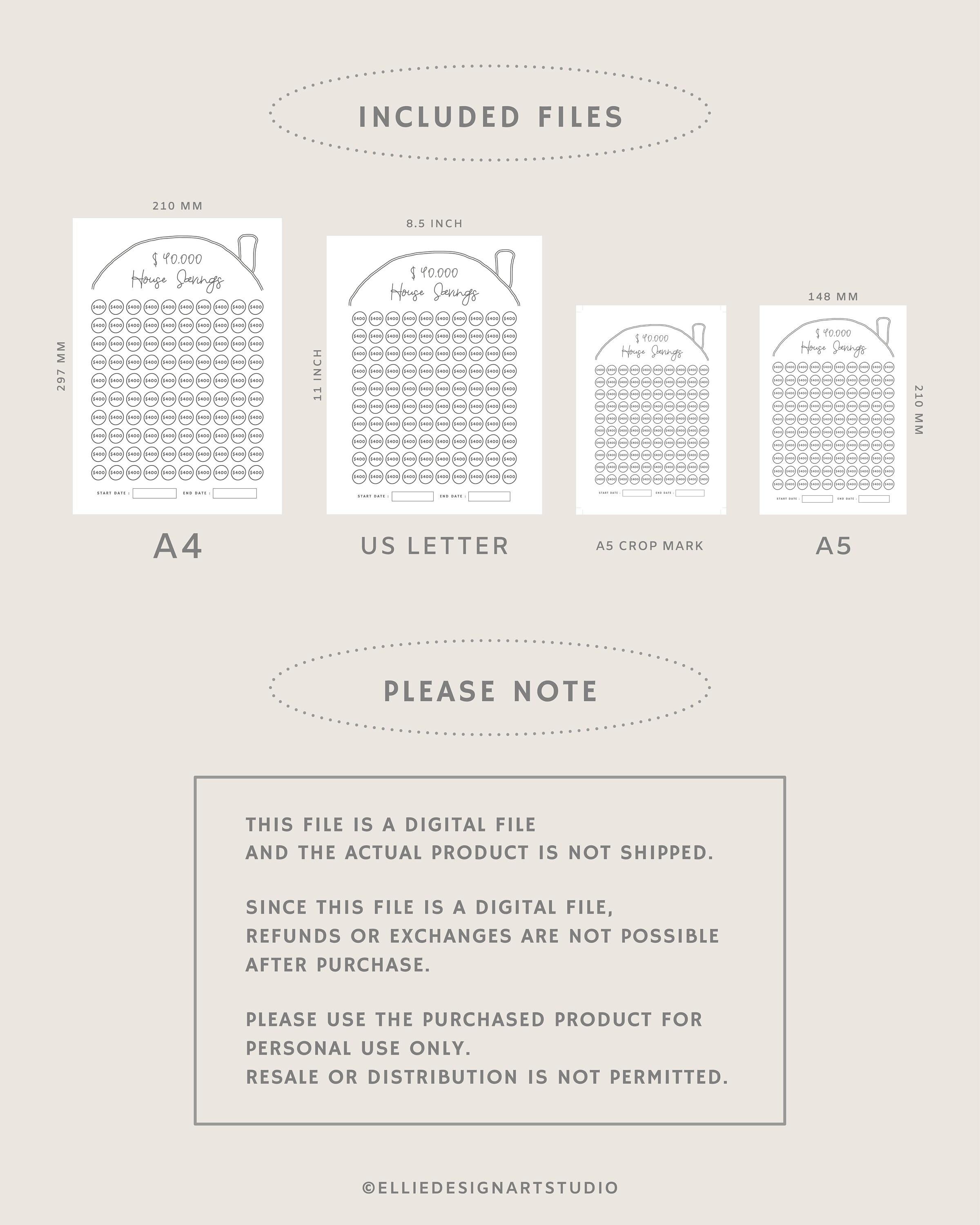 40K House Savings Tracker Printable | House Deposit Tracker | 40000 ...