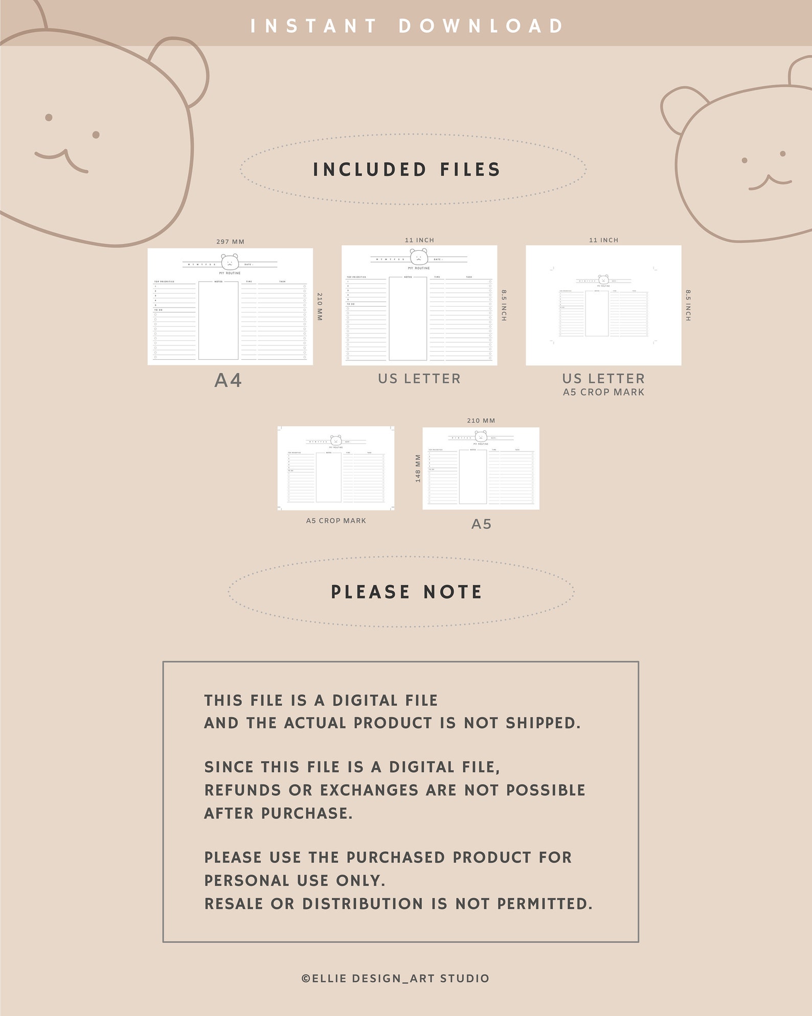 Daily Routine Planner Printable, Daily Planner Template, Digital Daily ...