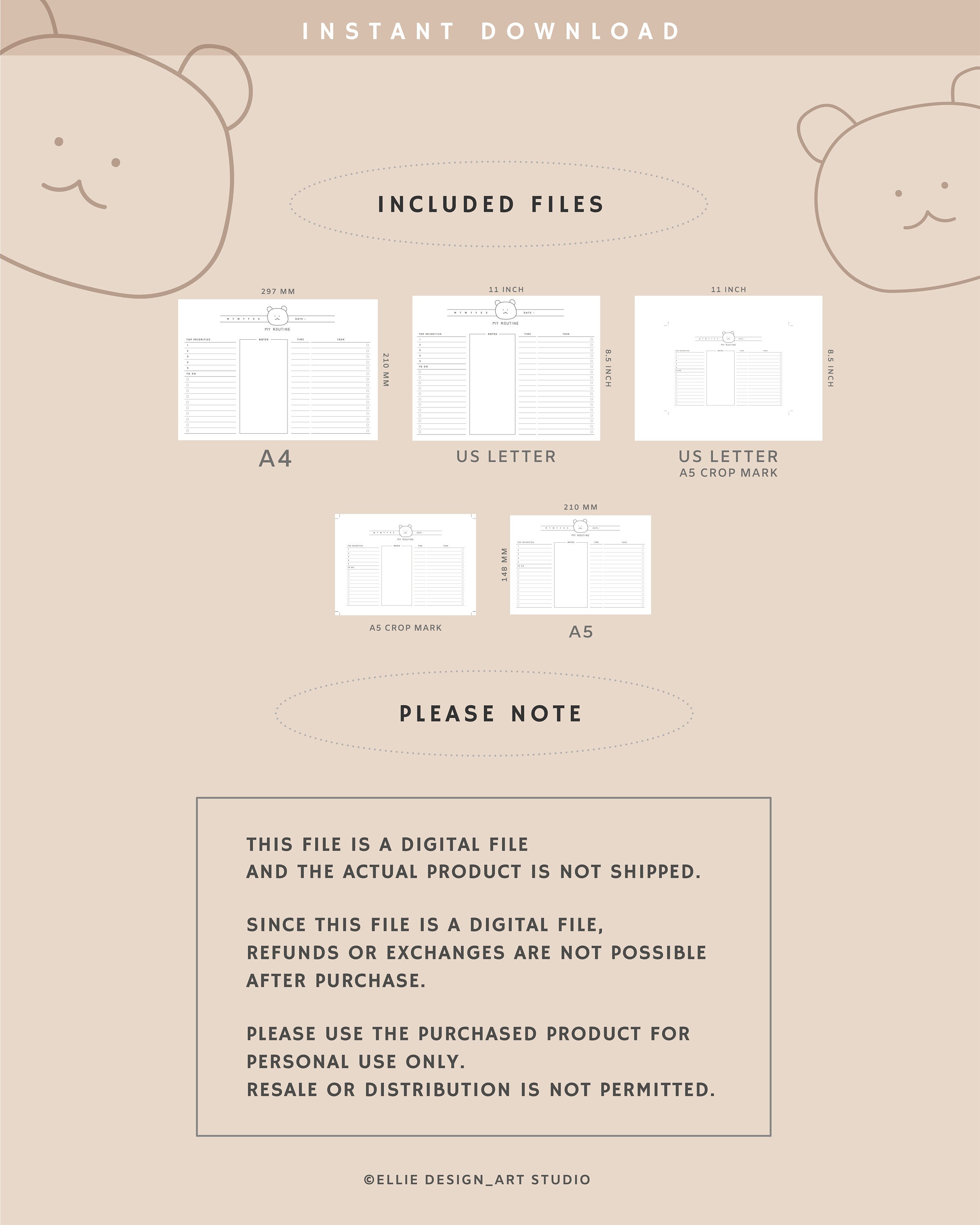 Daily Routine Planner Printable, Daily Planner Template, Digital Daily ...