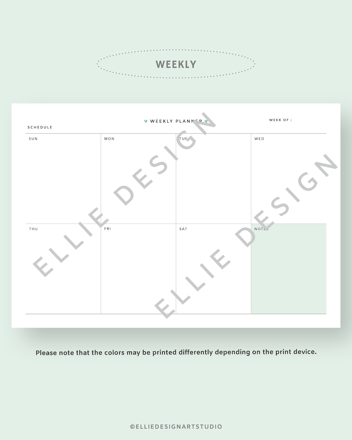 Weekly Planner Printable, Minimalist Weekly Planner, Undated Weekly ...