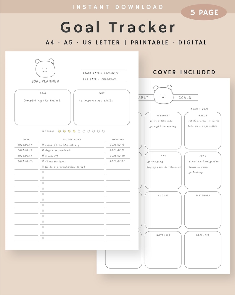 Goal Planner Printable, Goal Setting, Productivity Planner, Yearly ...