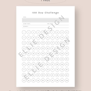 100 Day Challenge, Goal Progress Tracker, Goal Setting, Routine Tracker ...