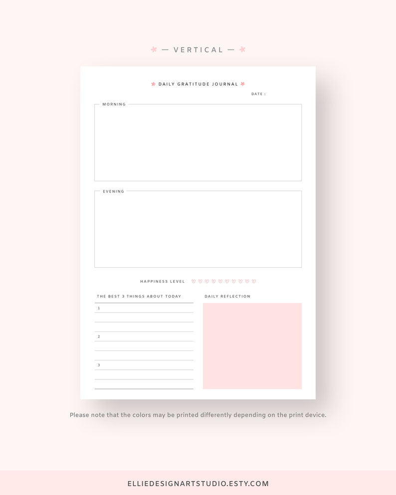 Daily Gratitude Journal Template | Gratitude Printable | Gratitude ...