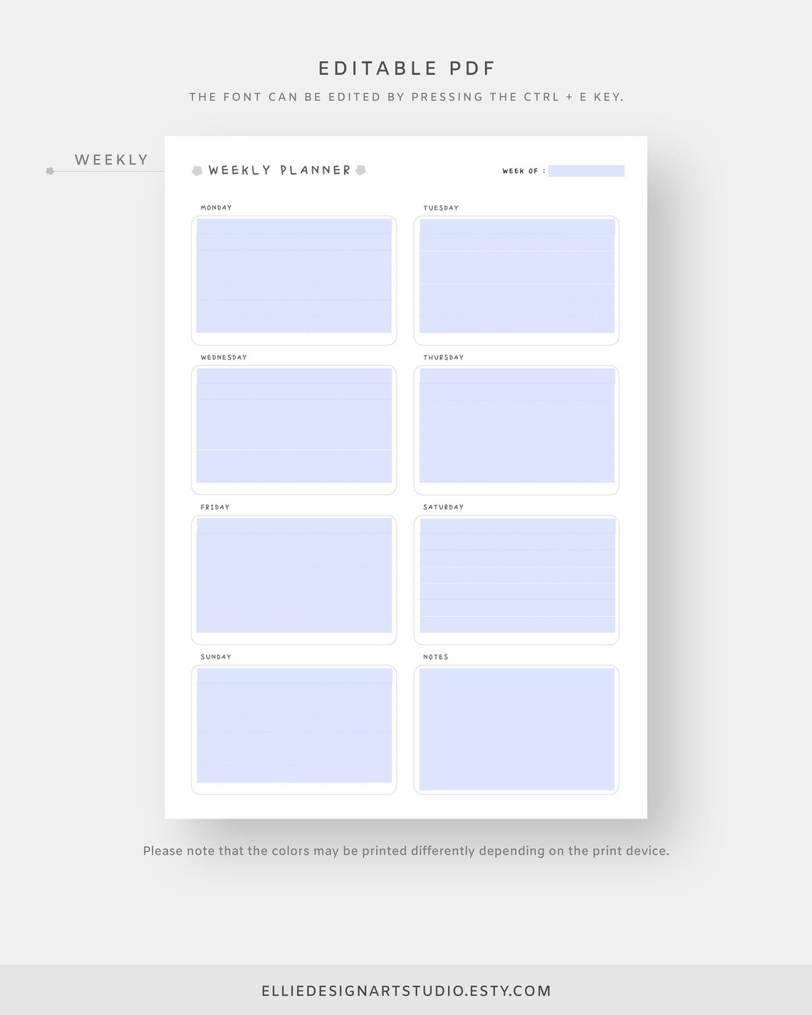 Editable Planner Bundle Monthly Weekly Daily Undated | Etsy