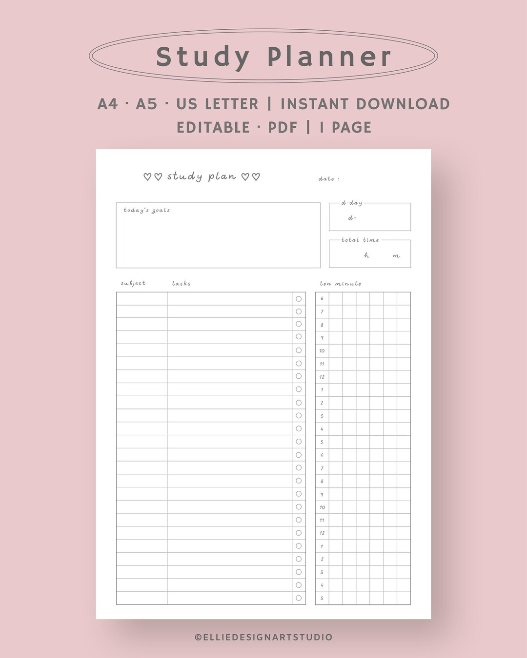 Editable Student Planner | Study Planner Printable | Digital Study ...