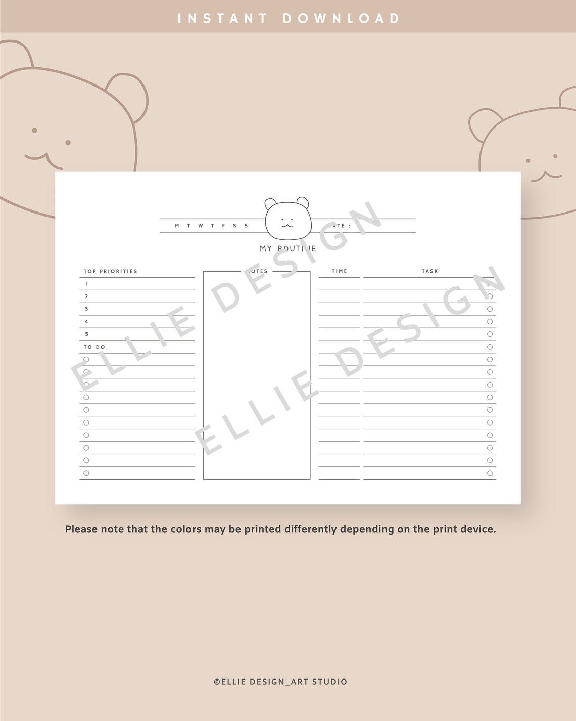 Daily Routine Planner Printable, Daily Planner Template, Digital Daily ...