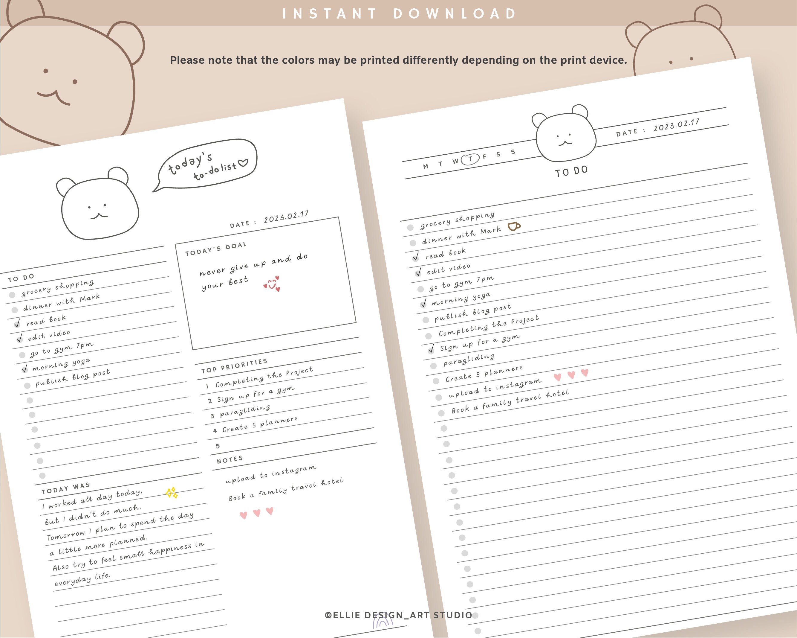 To Do List Set Printable, Weekly to Do, Daily to Do, Simple Tasks List ...