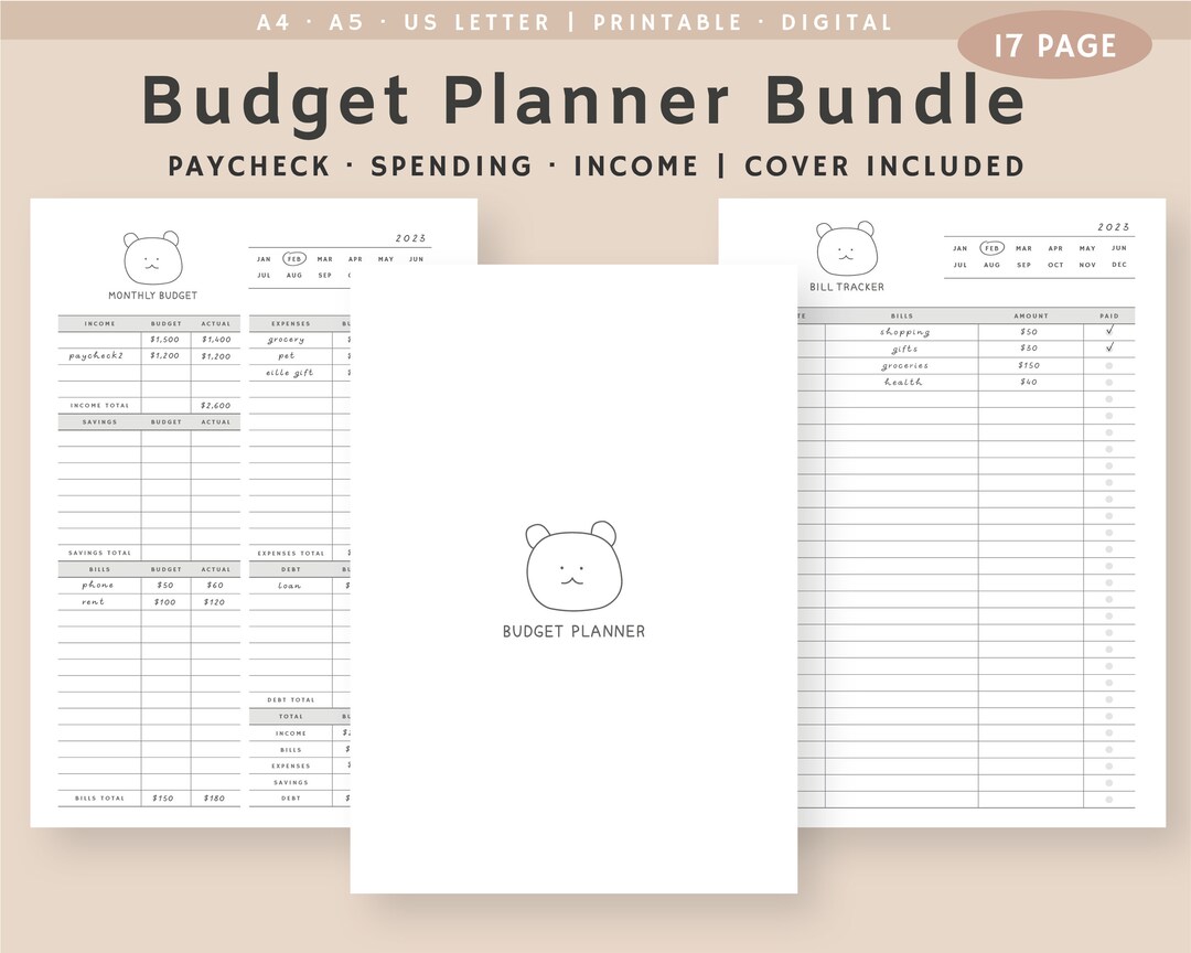 Finance Planner Bundle, Savings Tracker, Budget, Bill Tracker, Spending ...