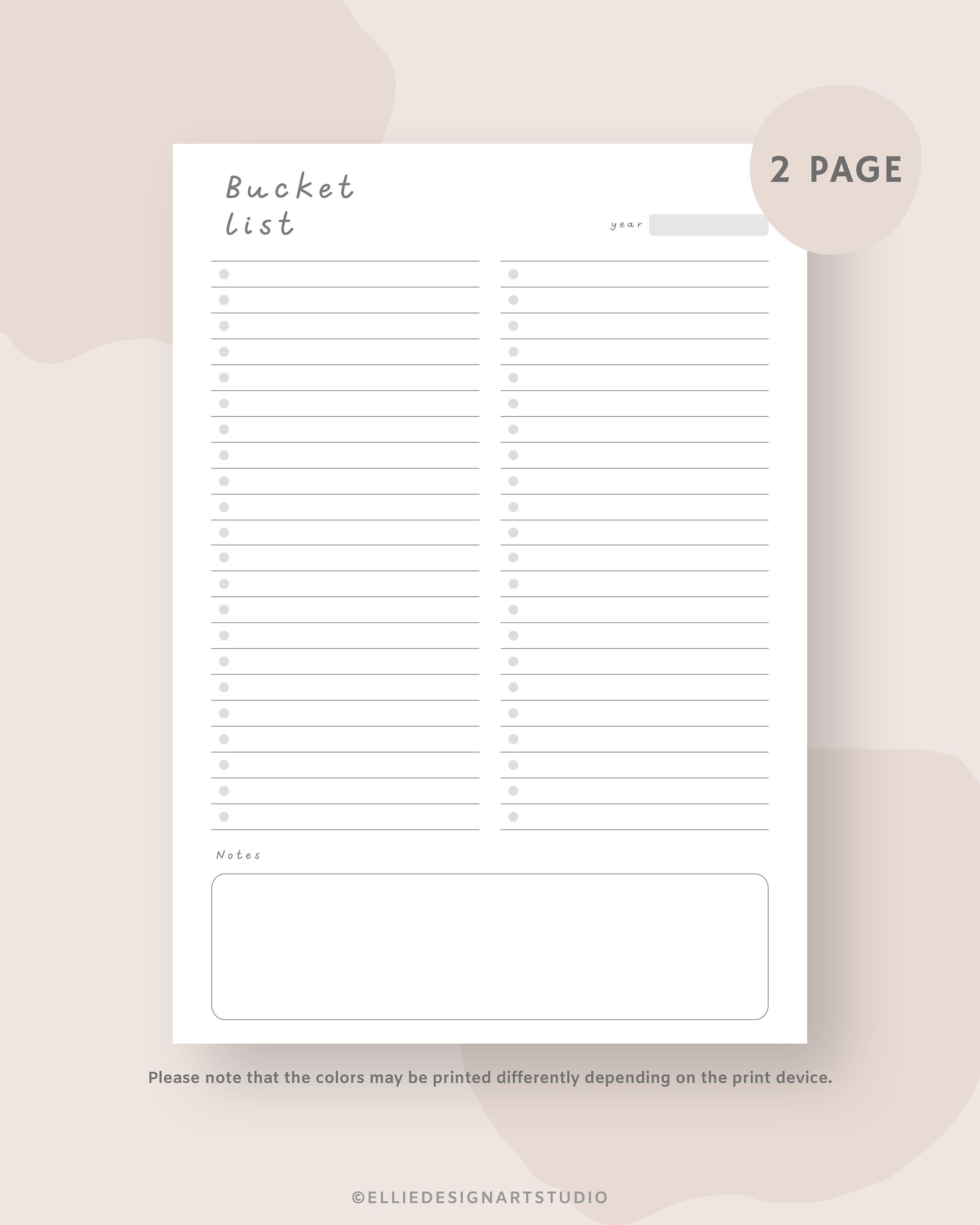 Bucket List Printable | Bucket Checklist | Bucket List Template ...