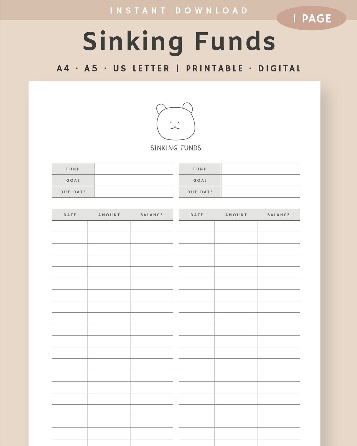 Sinking Funds Tracker Printable, Budget Planner, Savings Tracker ...