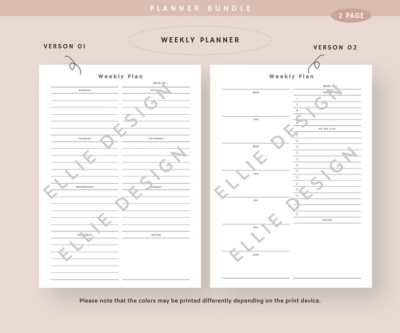 Planner Bundle Printable, Daily Planner, Weekly Planner, Monthly ...
