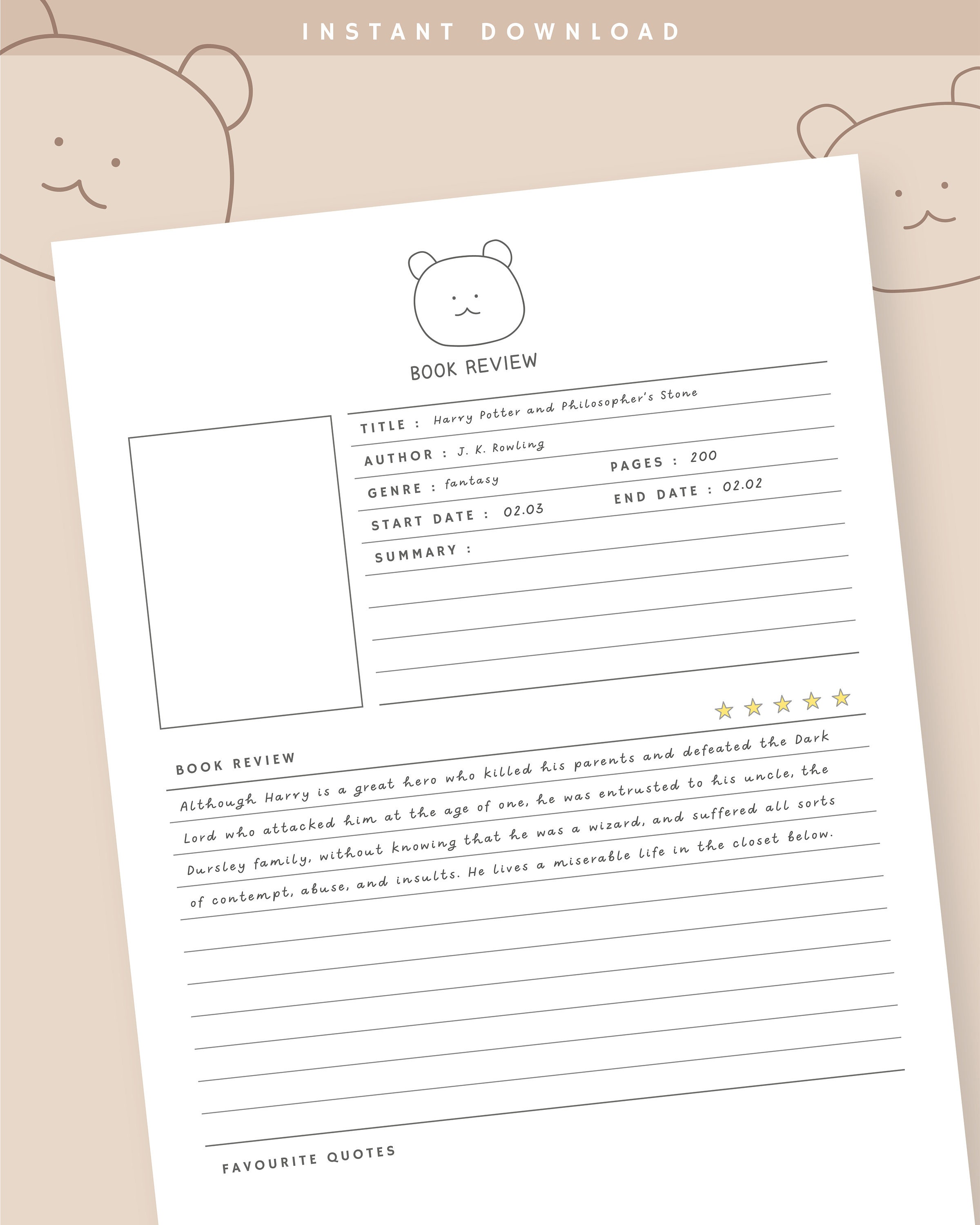 Book Review Page Printable, Books to Read Lis, Reading Tracker, Reading ...