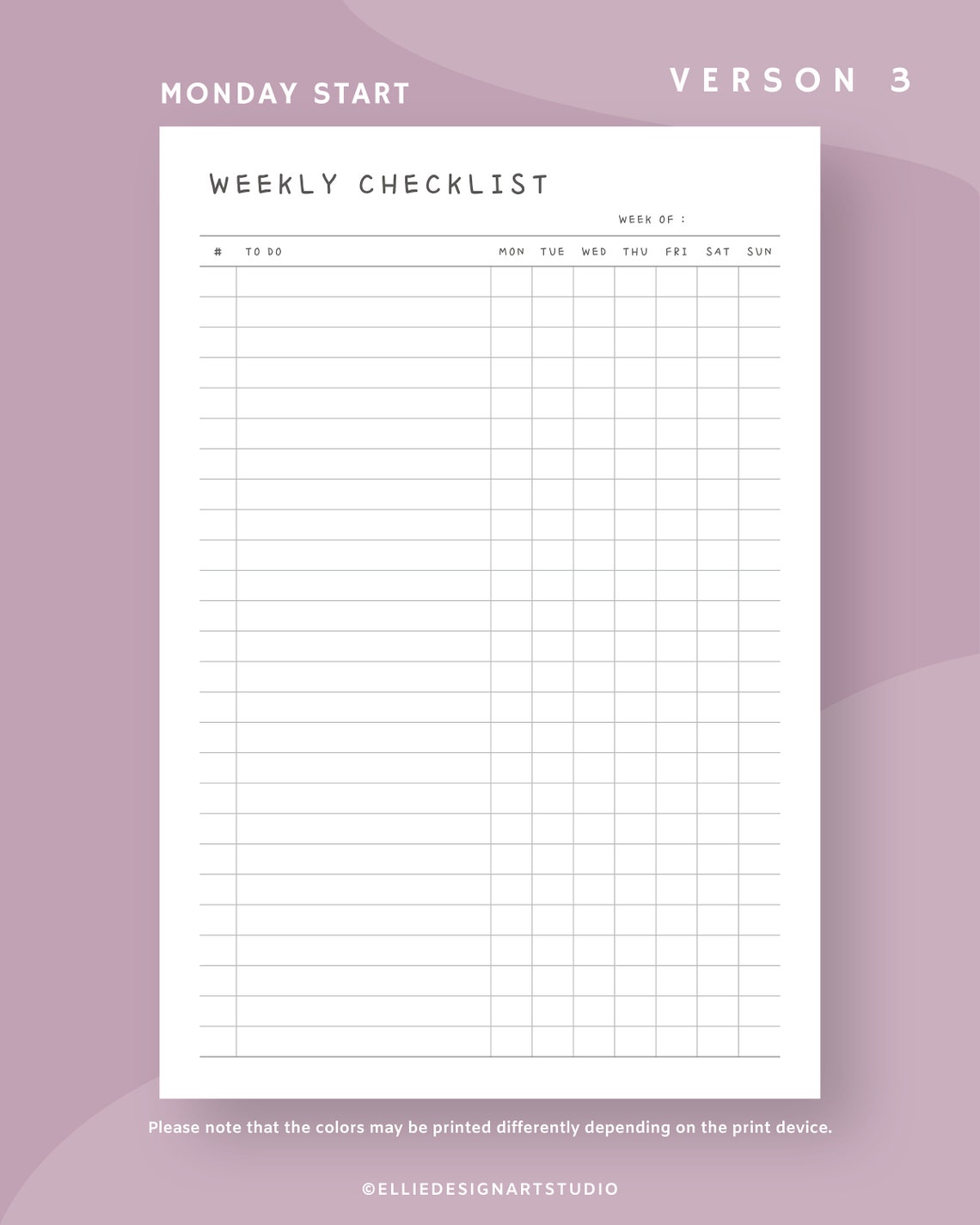 Weekly Checklist Printable | to Do List Template | Printable to Do List ...