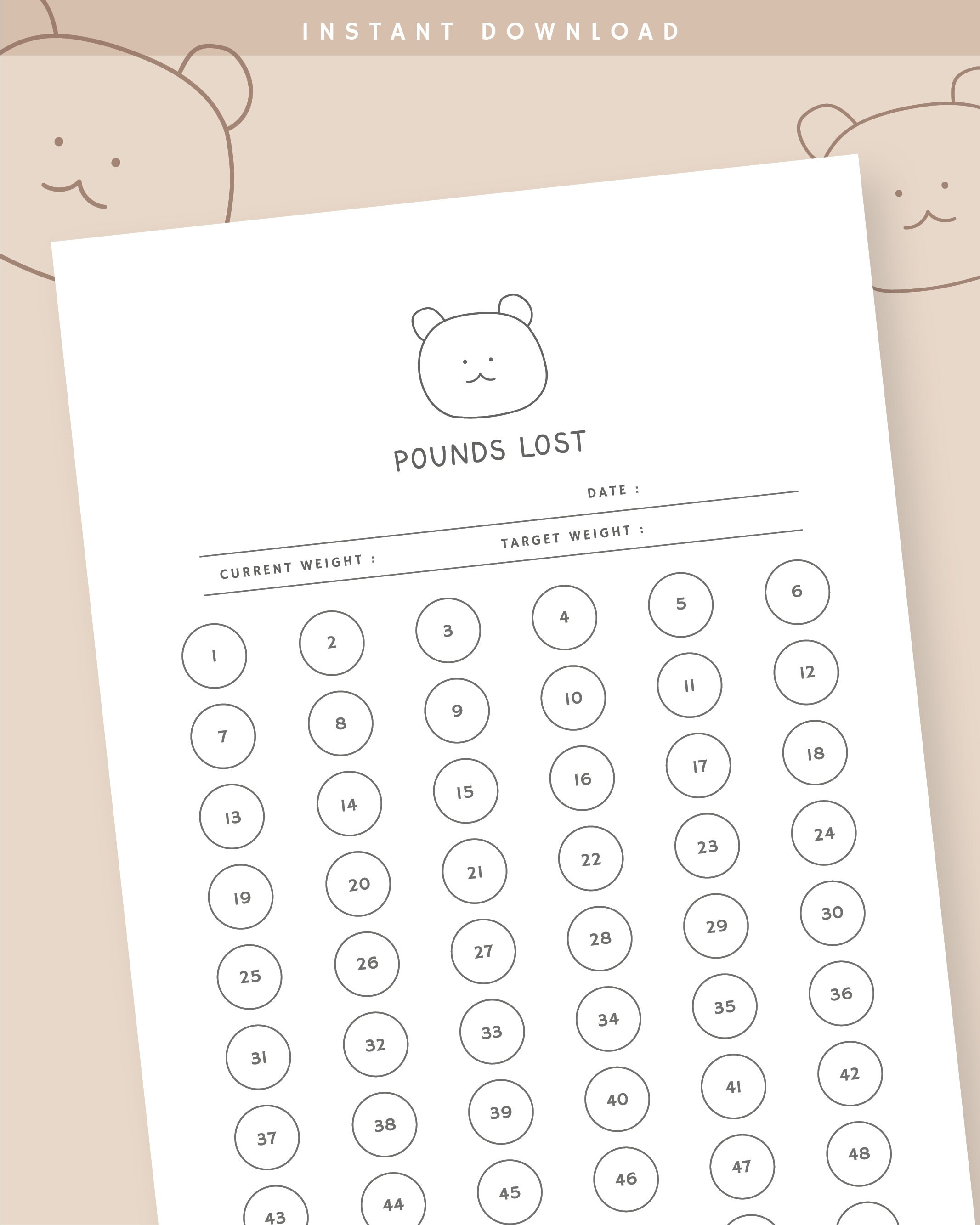 60 Pounds Lost Weight Tracker Printable, Weightloss Journal, Weightloss ...