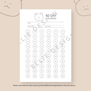 60 Day Challenge Printable, Goal Progress Tracker, Goal Setting, Habit ...