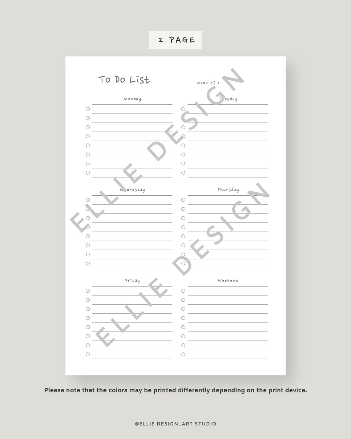 Weekly to Do List Printable, Weekly Task List Template, Minimal Weekly ...