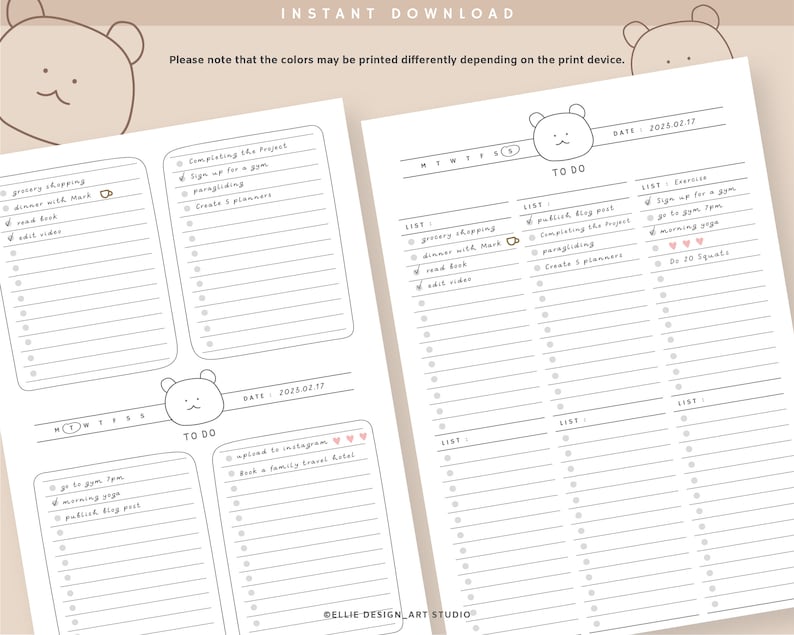 To Do List Set Printable, Weekly to Do, Daily to Do, Simple Tasks List Template, Productivity ...