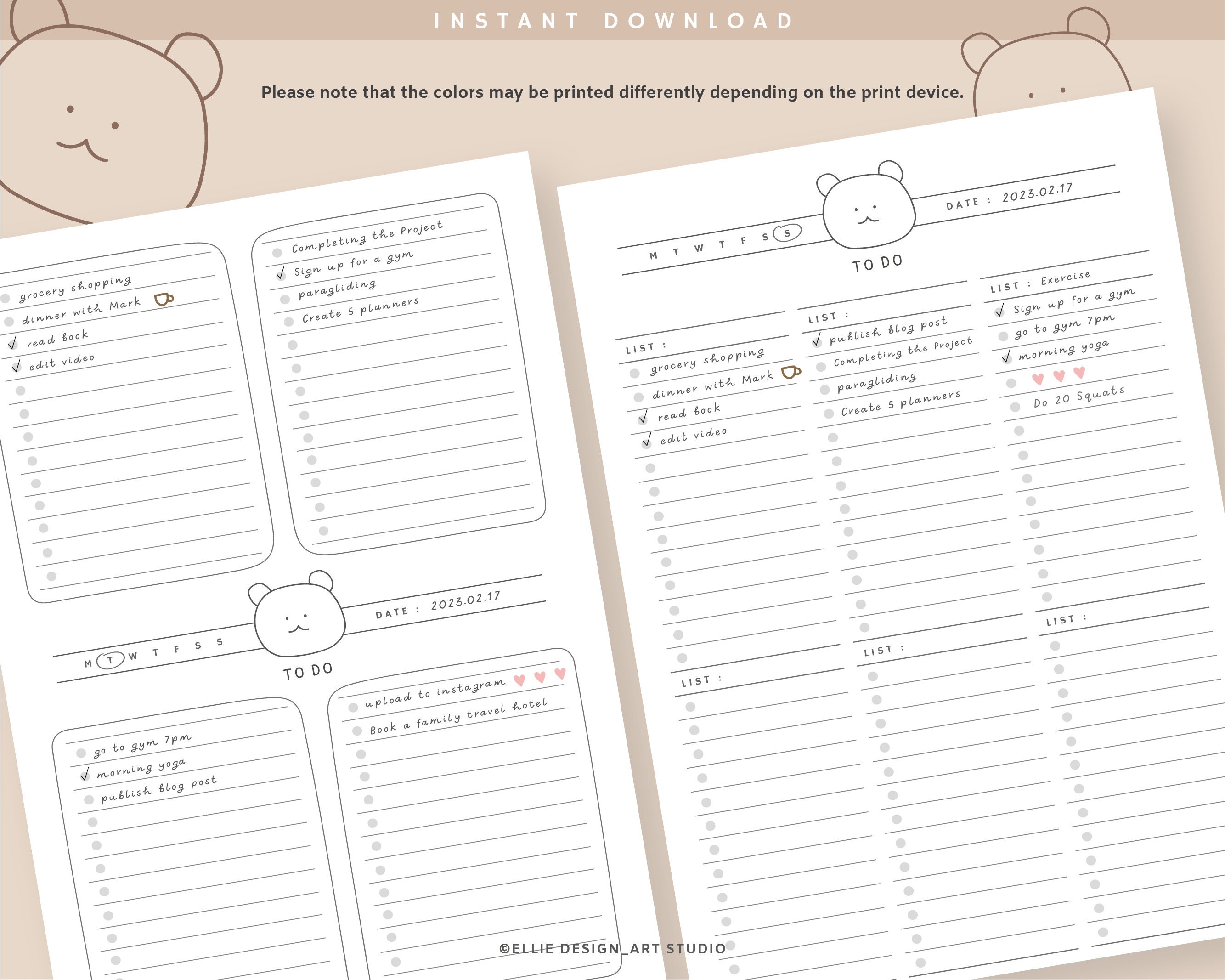 To Do List Set Printable, Weekly to Do, Daily to Do, Simple Tasks List ...