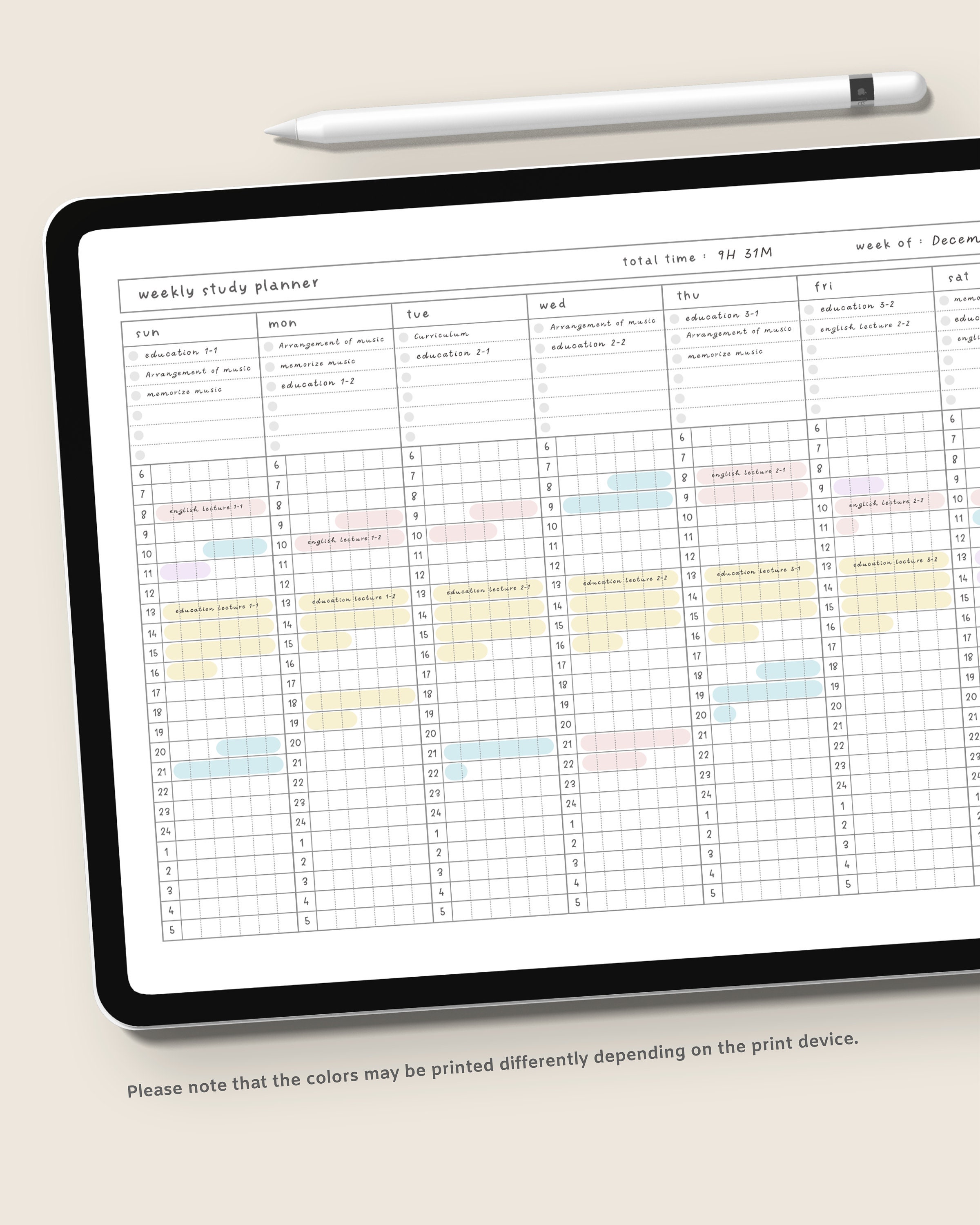 Weekly Study Planner | Undated Weekly Study Planner Template | Digital ...
