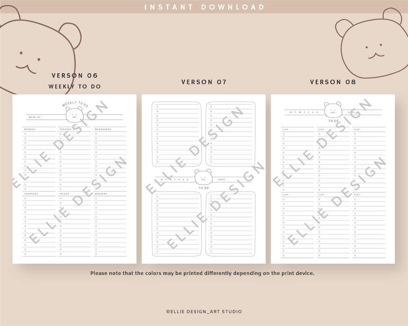 To Do List Set Printable, Weekly to Do, Daily to Do, Simple Tasks List Template, Productivity ...