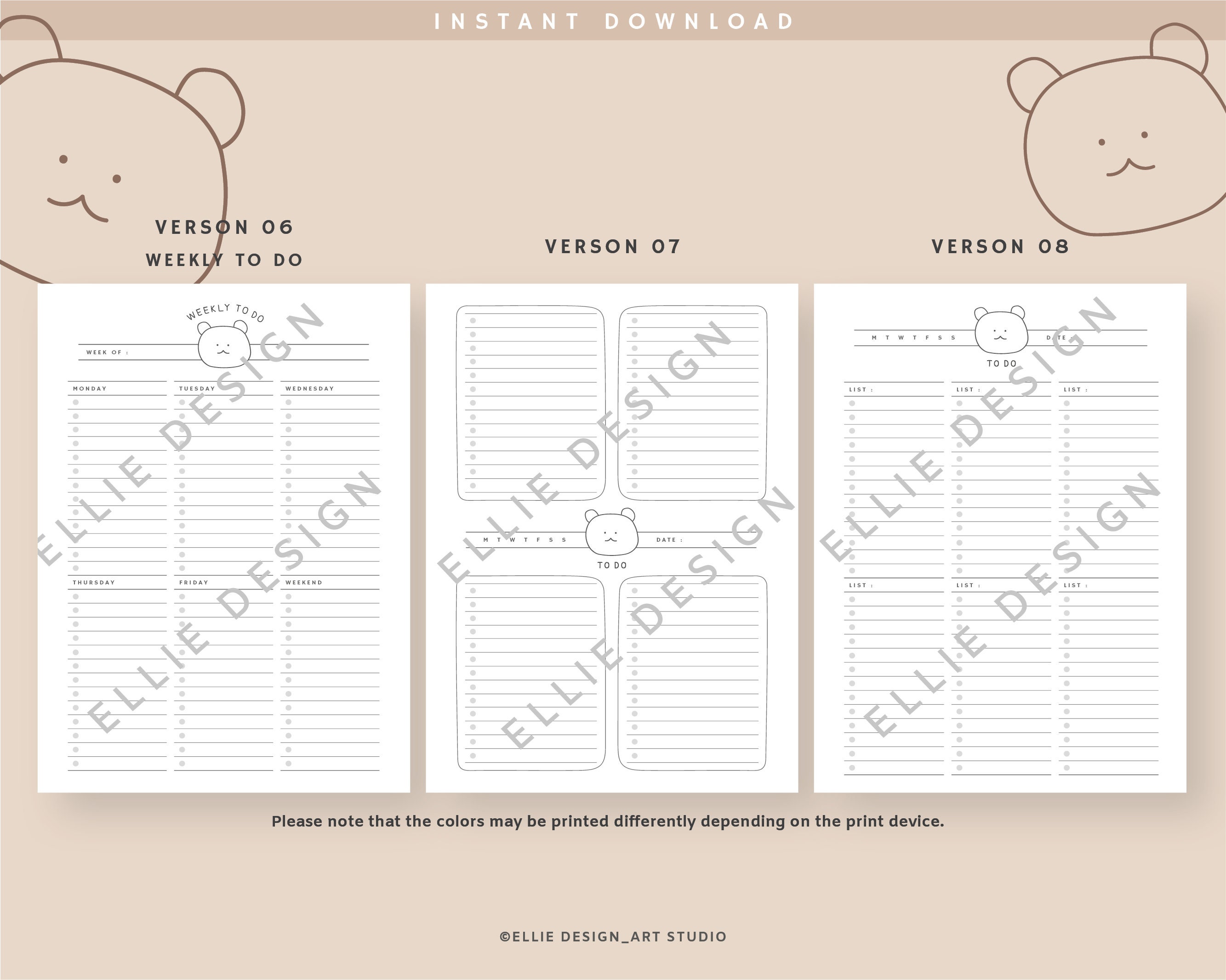 To Do List Set Printable, Weekly to Do, Daily to Do, Simple Tasks List ...