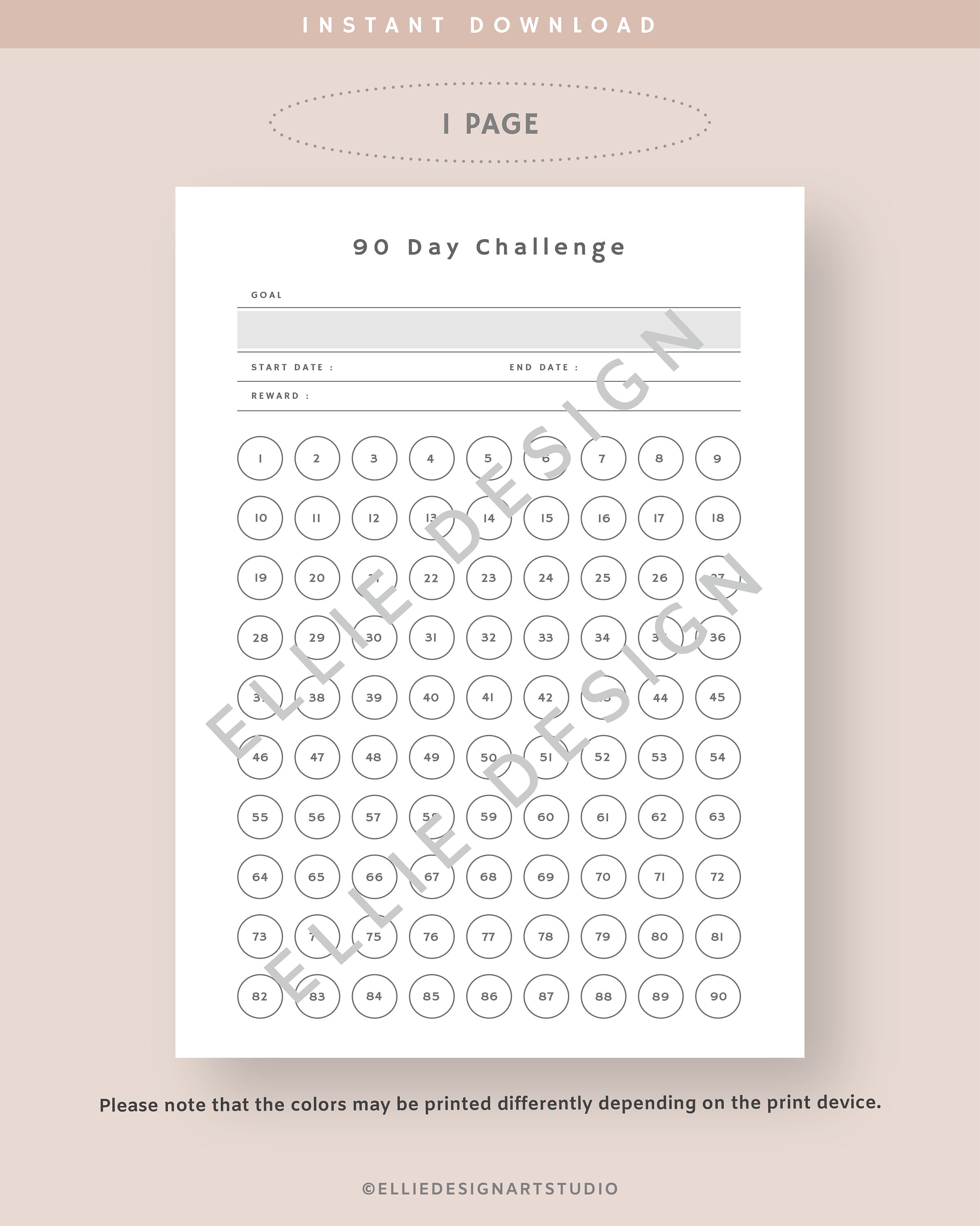 90 Day Challenge, Goal Progress Tracker, Goal Setting, Routine Tracker ...
