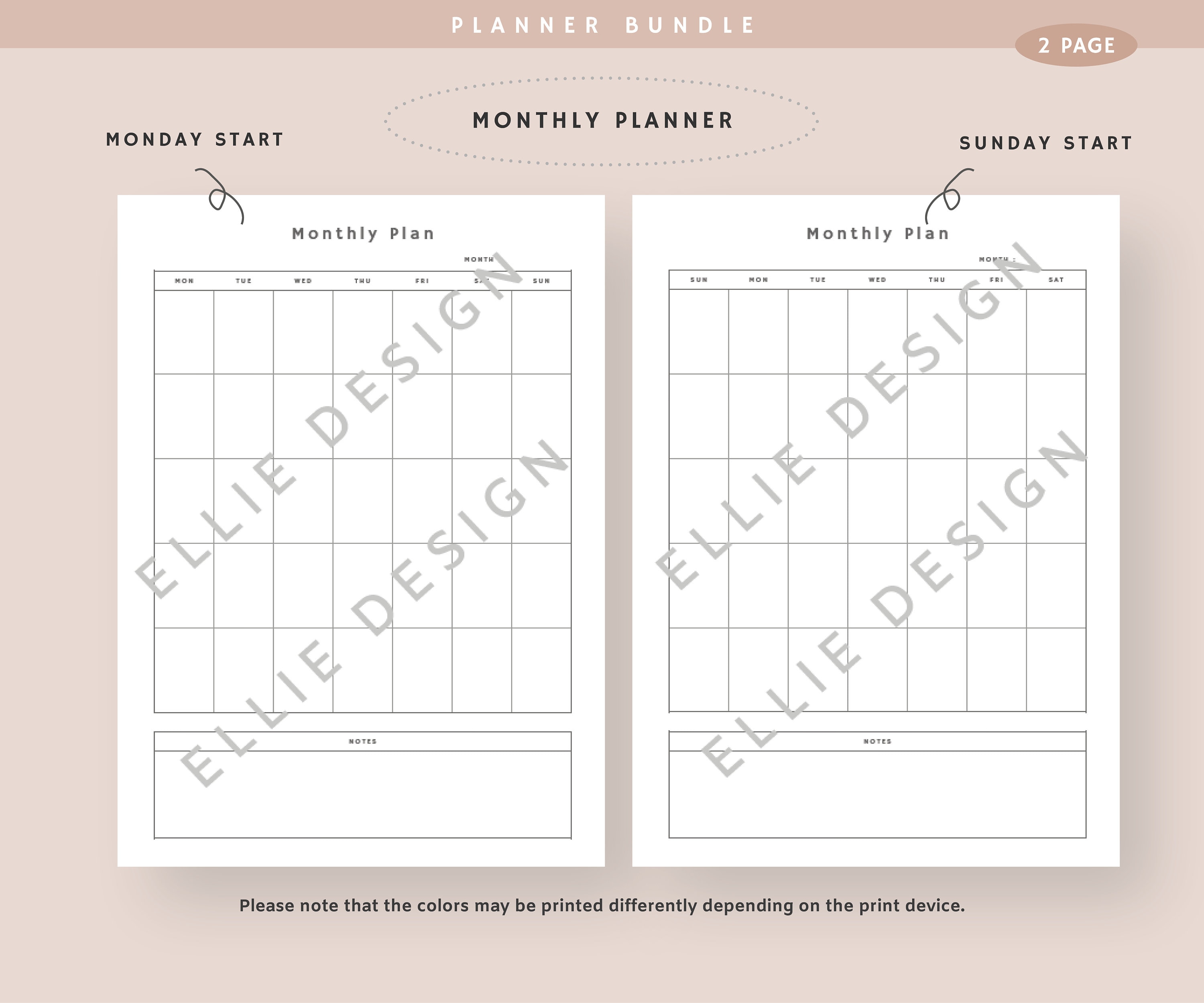 Planner Bundle Printable, Daily Planner, Weekly Planner, Monthly ...