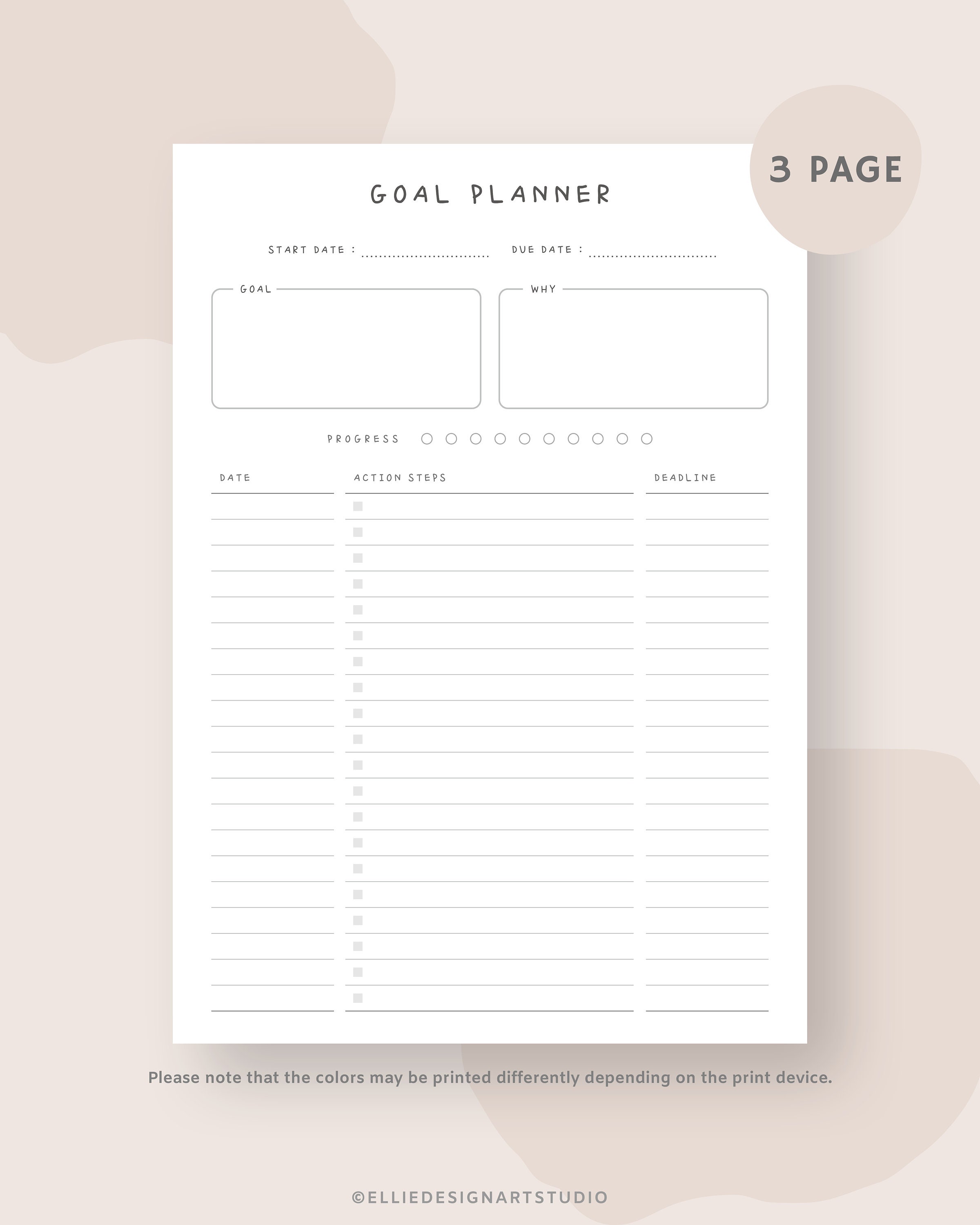 Goal Planner Printable Template | Goal Planner Insert | Goal Progress ...