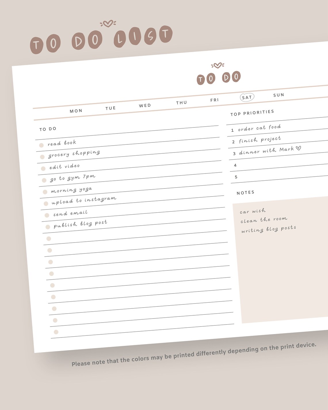 To Do Lists Printable | Horizontal to Do List Planner | to Do List ...