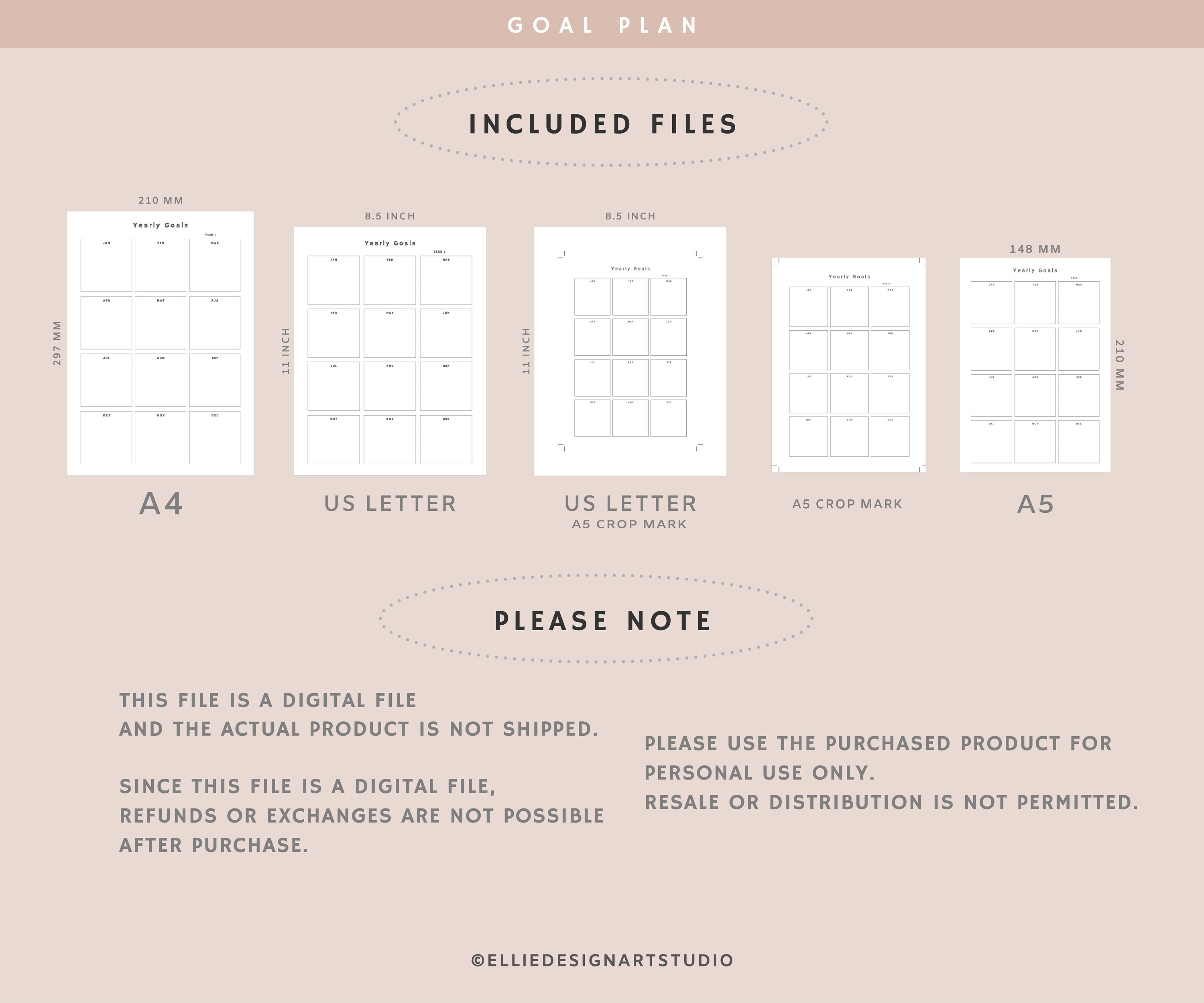 Goal Planner Printable, Goal Progress, Yearly Goals, Life Goals Planner ...